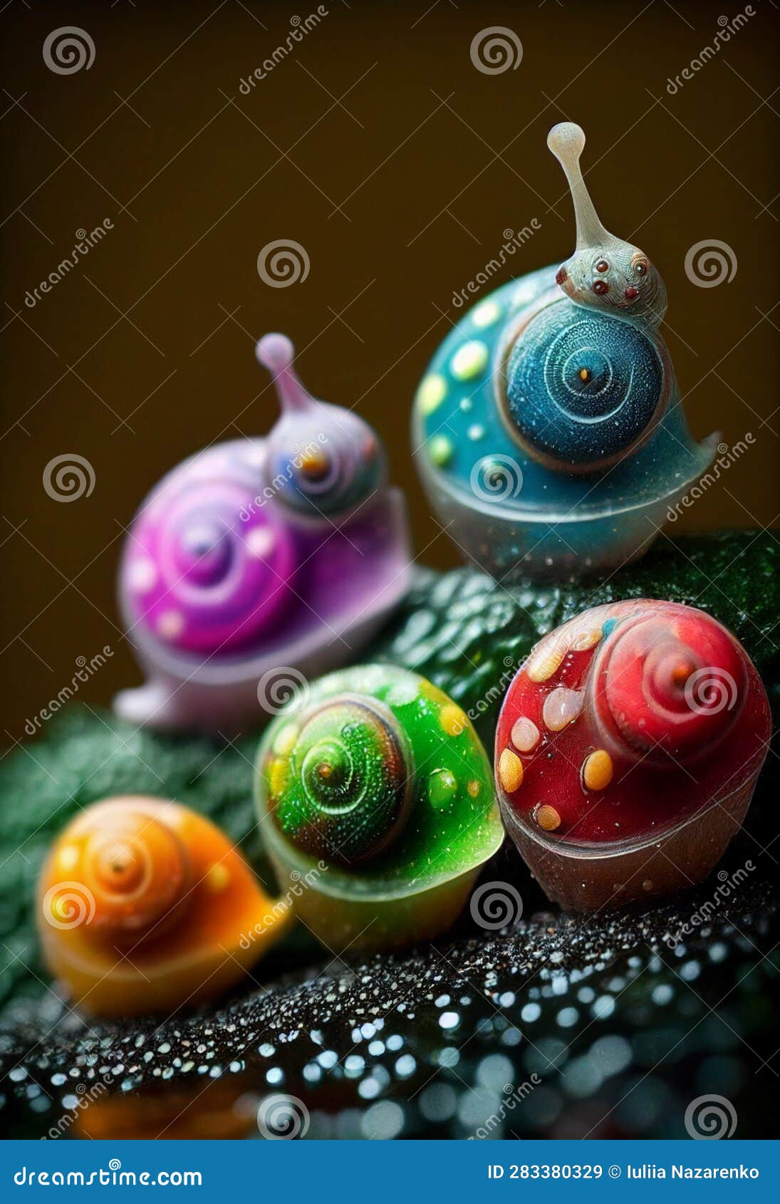 Lots of Rainbow Snails. AI Generated Stock Illustration - Illustration ...