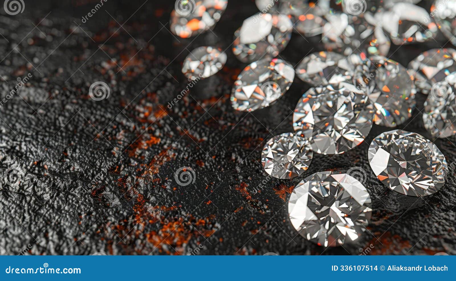 Lots of Realistic Diamonds on the Table. Jewels on Abstract Background ...