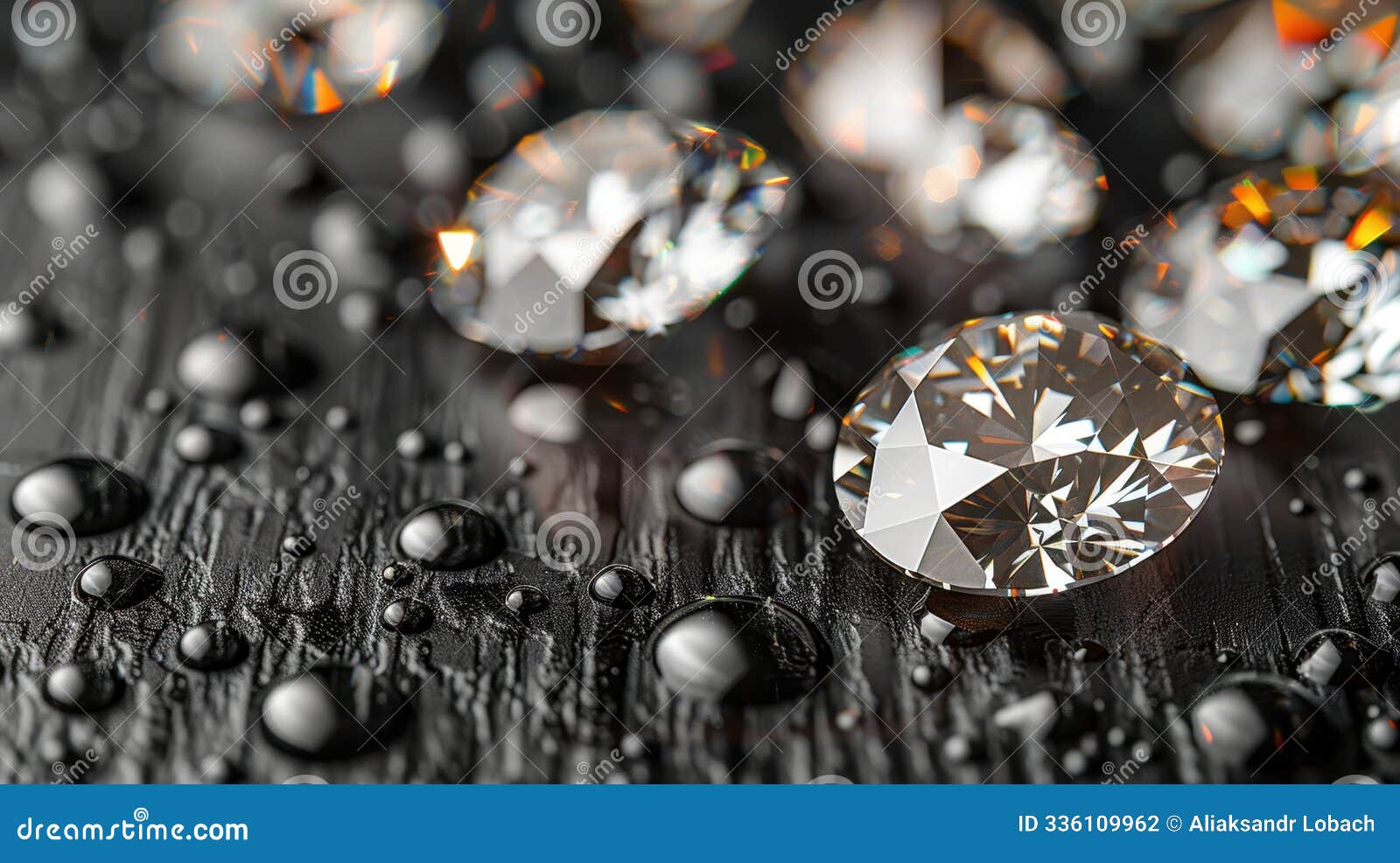 Lots of Realistic Diamonds on the Table. Jewels on Abstract Background ...