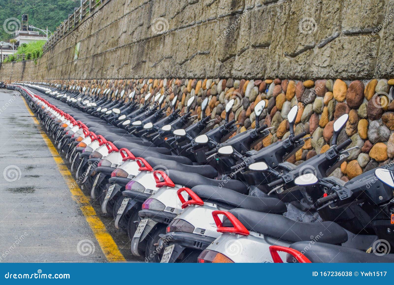 Lots of Scooters Lining by the Road Editorial Stock Photo - Image of ...