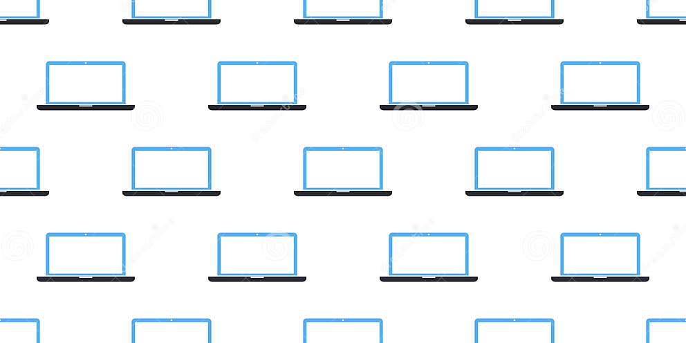 Lots of Simple Minimalist Laptops - Seamless Pattern on White ...