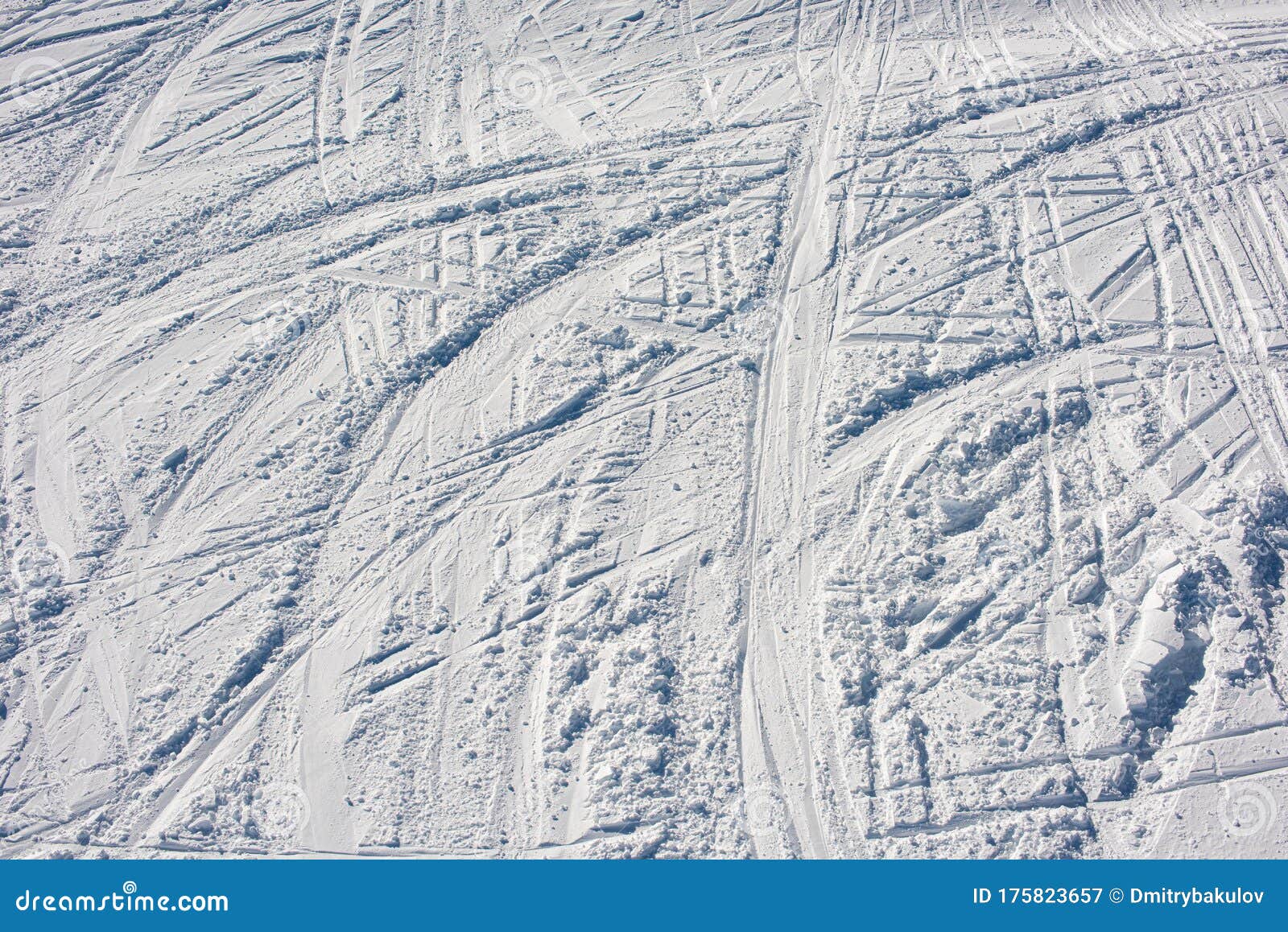 Lots of Ski Tracks in the Snow. Skiing on the Ski Slope Stock Image ...