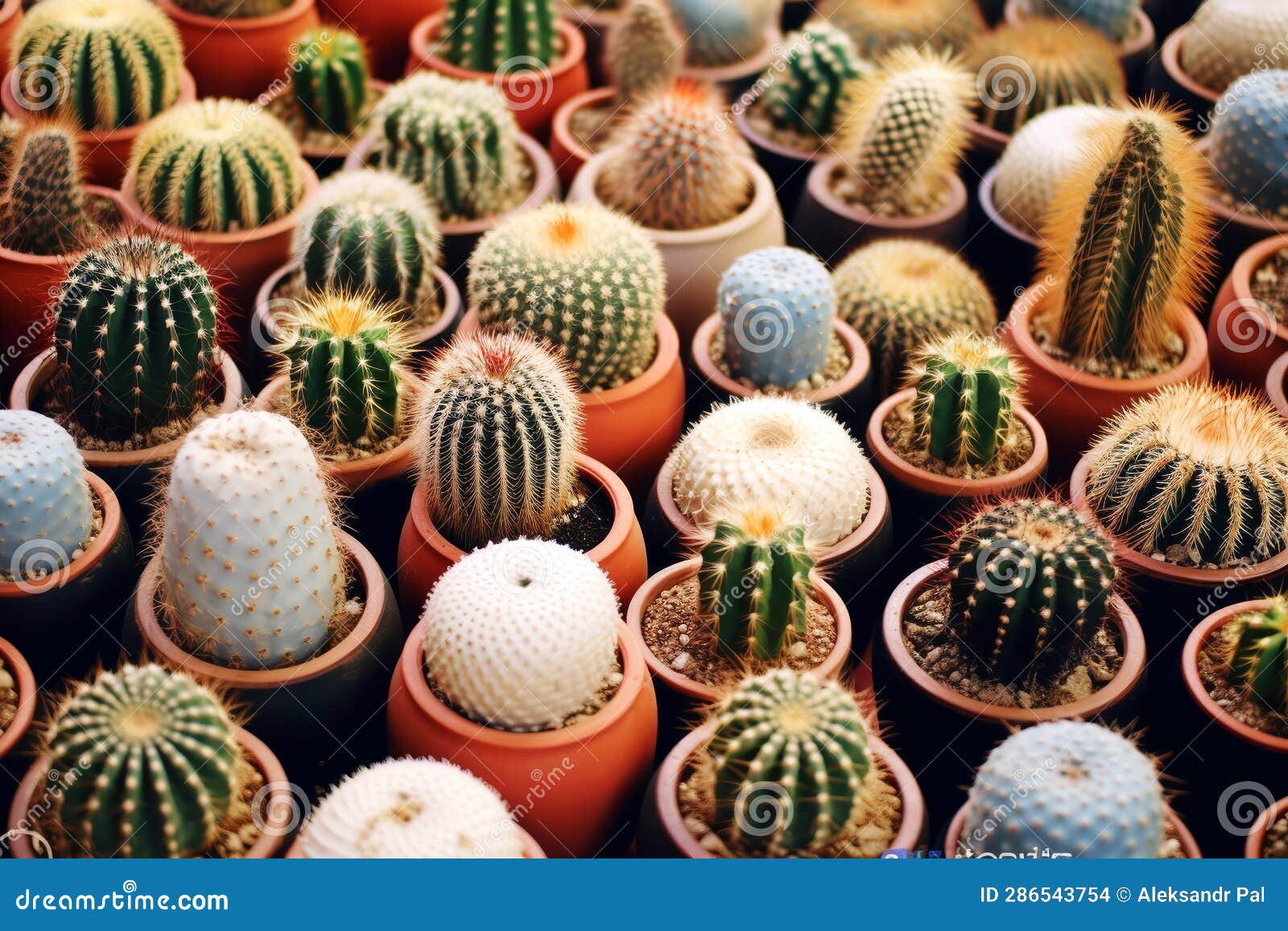 Lots of Small Cacti in Pots. Home Plantation of Cacti. Ai Generative Stock Illustration ...