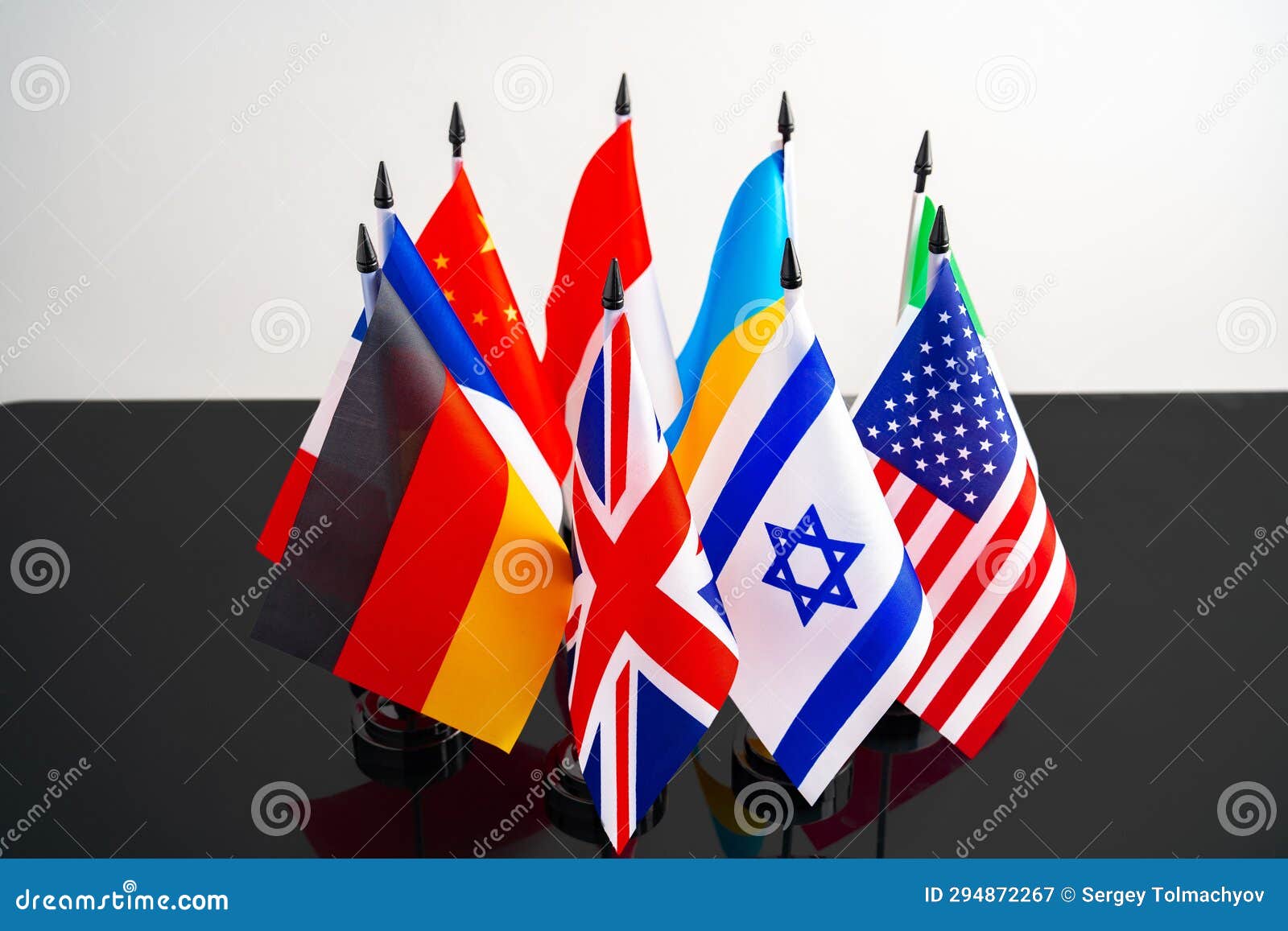 Lots of Small National Flags on Table Stock Image - Image of ...