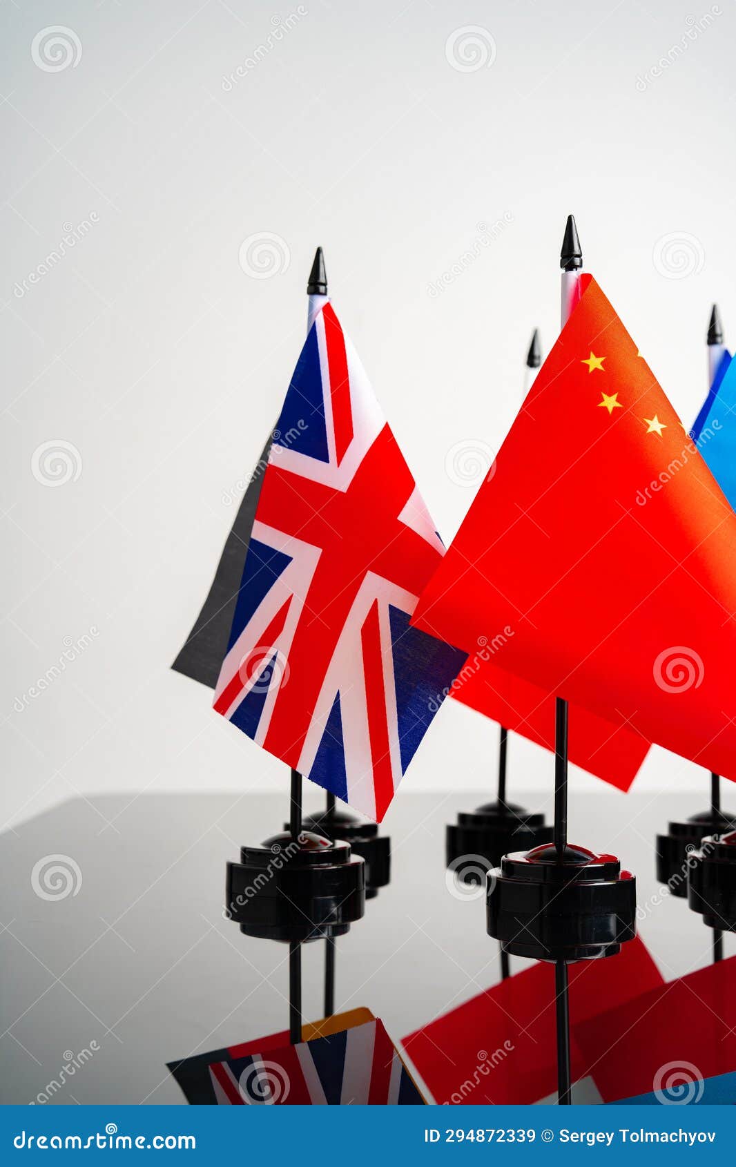 Lots of Small National Flags on Table Stock Image - Image of voting ...