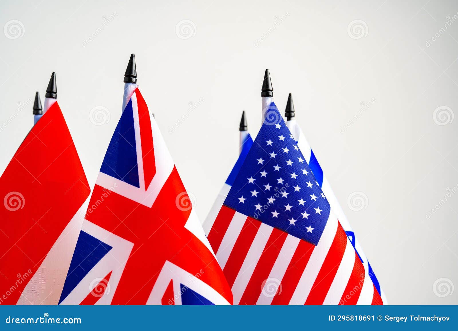 Lots of Small National Flags on Table Stock Image - Image of closeup ...