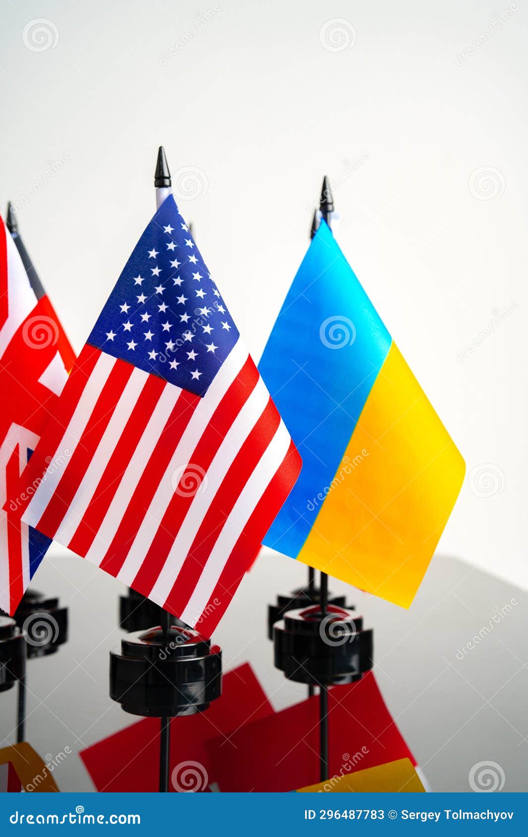 Lots of Small National Flags on Table Stock Image - Image of national ...