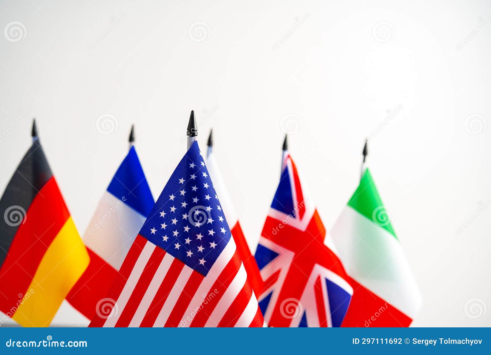 Lots of Small National Flags on Table Stock Photo - Image of stand ...