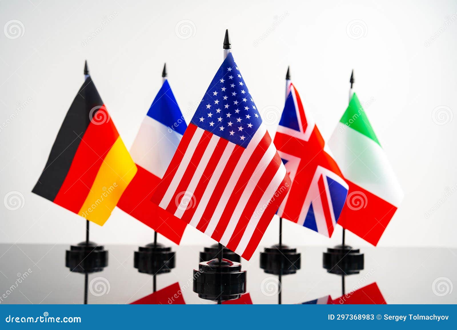 Lots of Small National Flags on Table Stock Image - Image of election ...