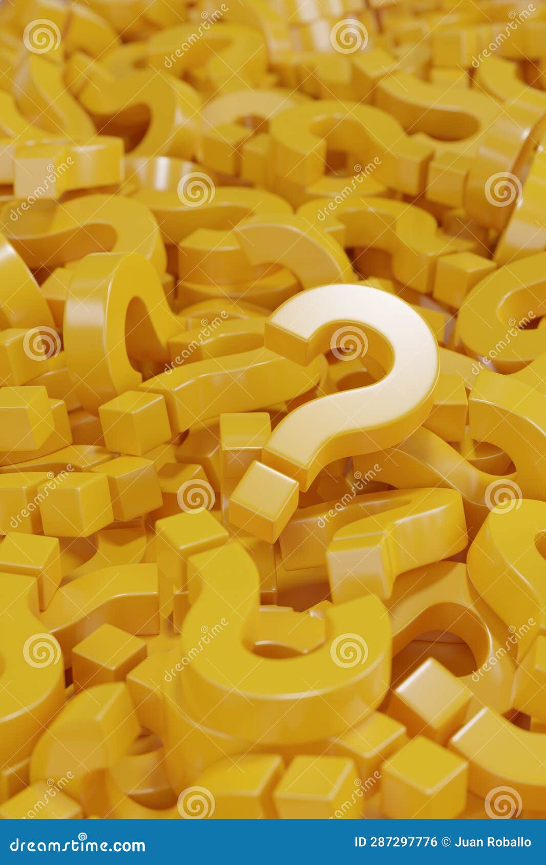 Lots of Solid Yellow Question Marks. 3d Illustration Stock Illustration ...