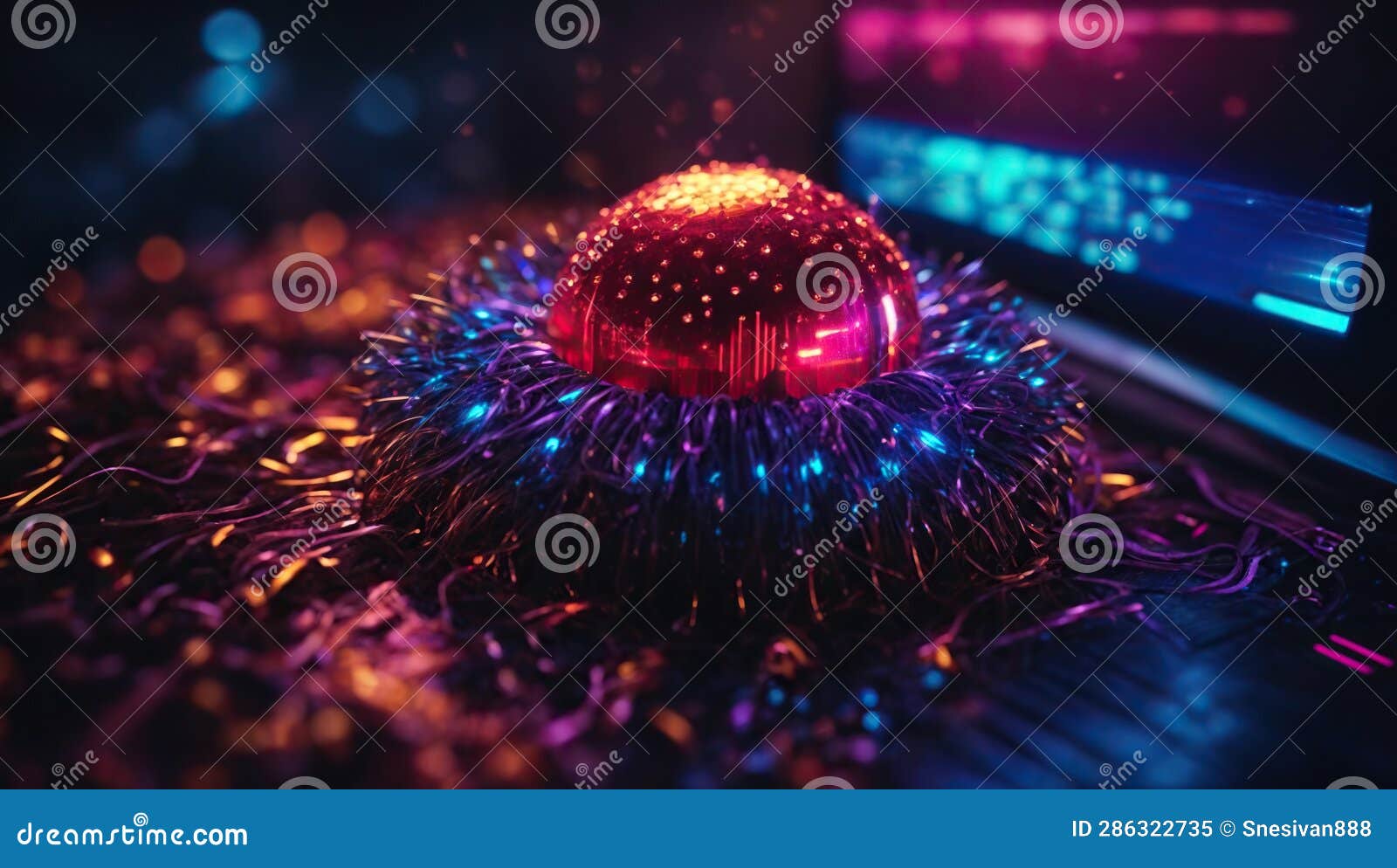 Lots of Symbolic Computer Viruses in Red Cellular Back. Ai Generated ...