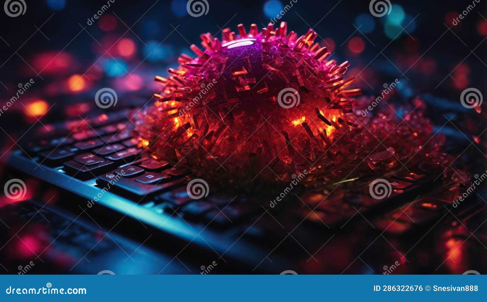Lots of Symbolic Computer Viruses in Red Cellular Back. Ai Generated ...