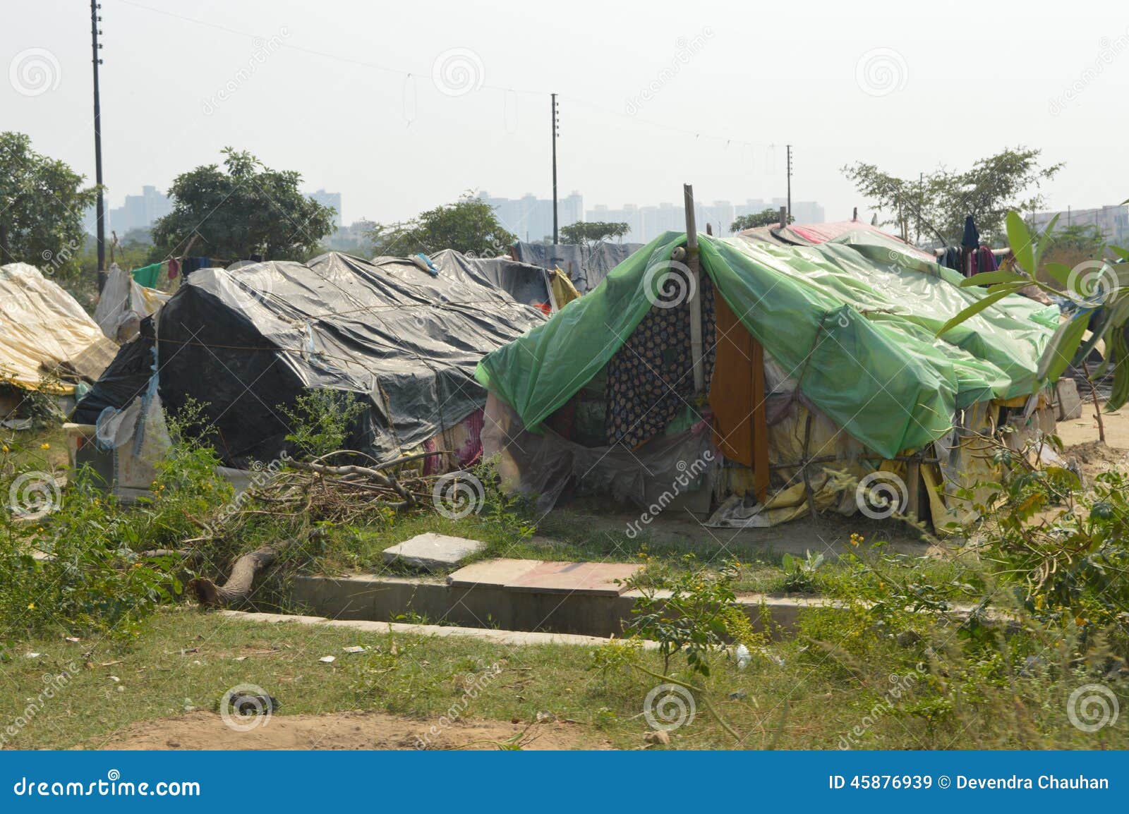 Lots of tents in slums stock image. Image of slum, plastic - 45876939