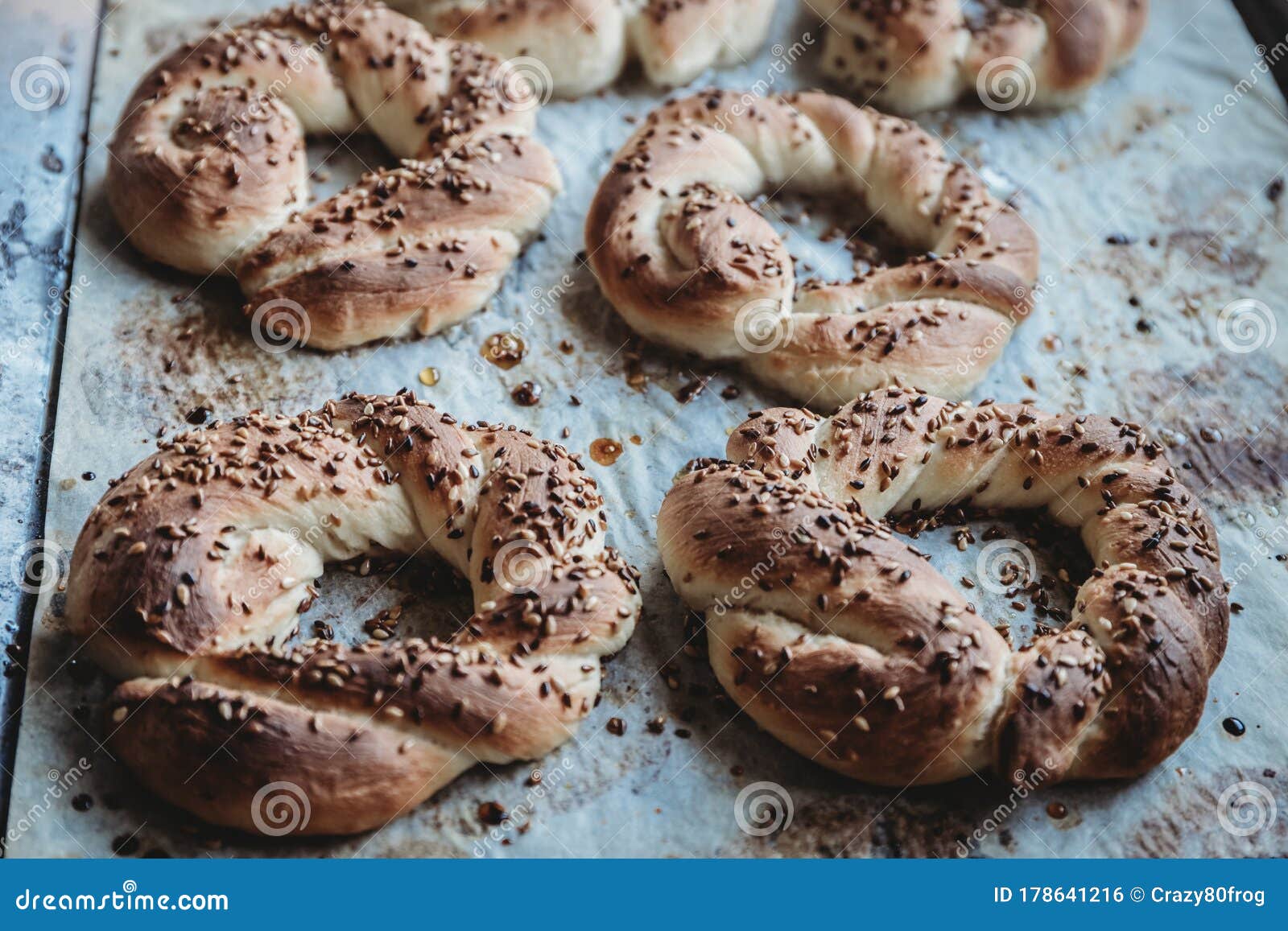 Lots of Turkish Simits Freshly Baked Stock Photo - Image of nutrition ...