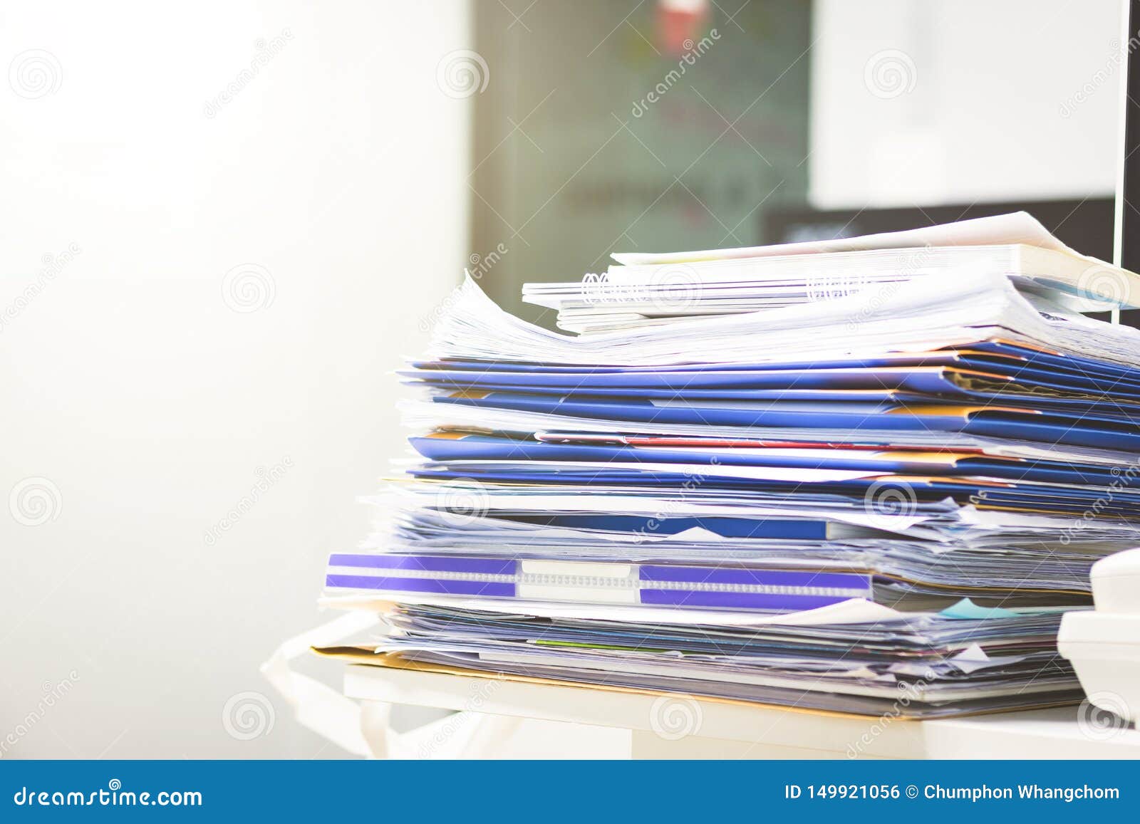 A Lots of Unfinished Documents on Office Desk. Pile of Documents Paper ...