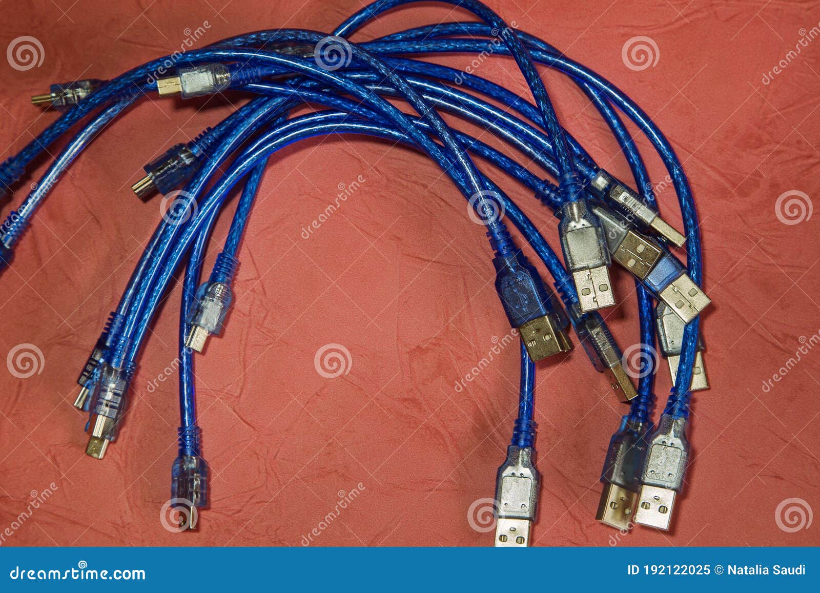 Blue USB Cables on a Pink Matte Background Stock Image - Image of ...