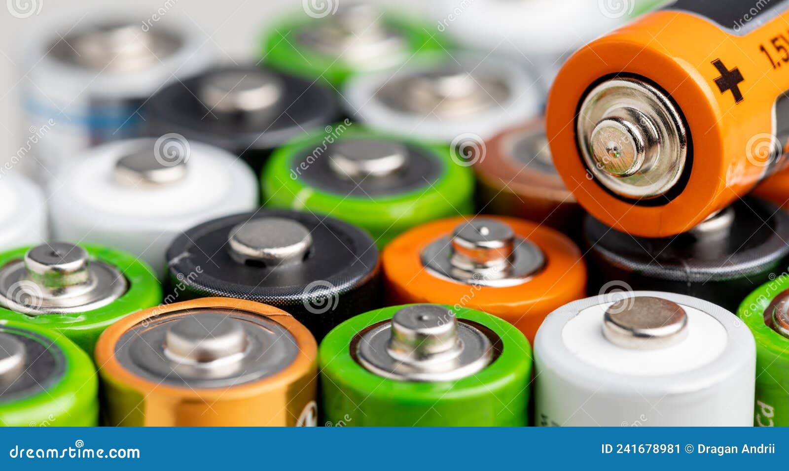 Lots of Used Batteries of Different Colors Stock Image - Image of ...