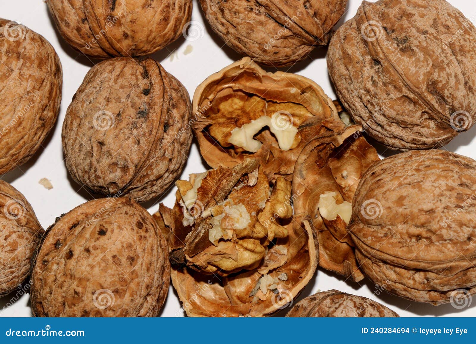 Lots of Walnuts and One Broken Walnut Stock Photo - Image of dish ...