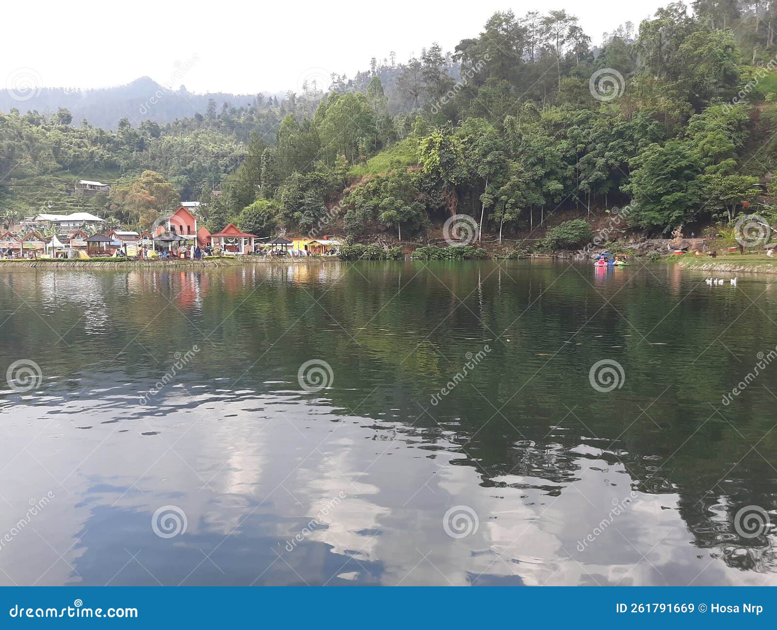 Lots of Water and Buildings Trees and Hills Stock Image - Image of ...