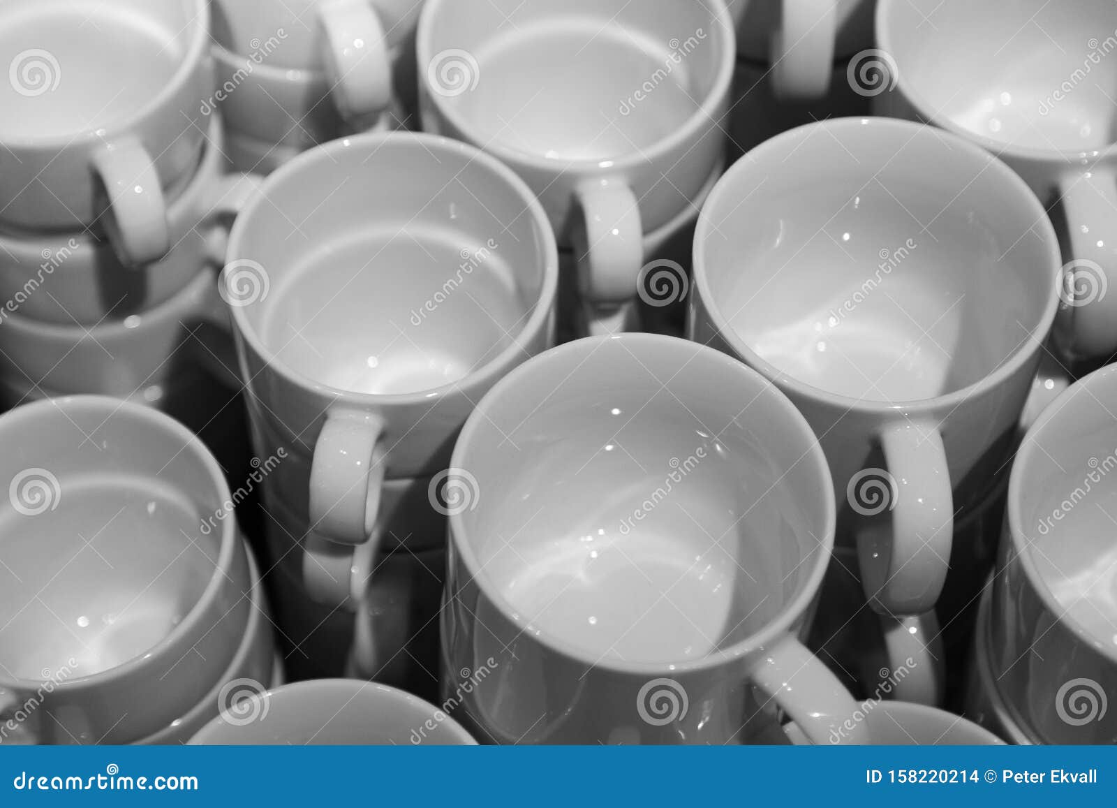 Lots of White Clean Mugs for Coffee and Tea Stock Photo - Image of ...