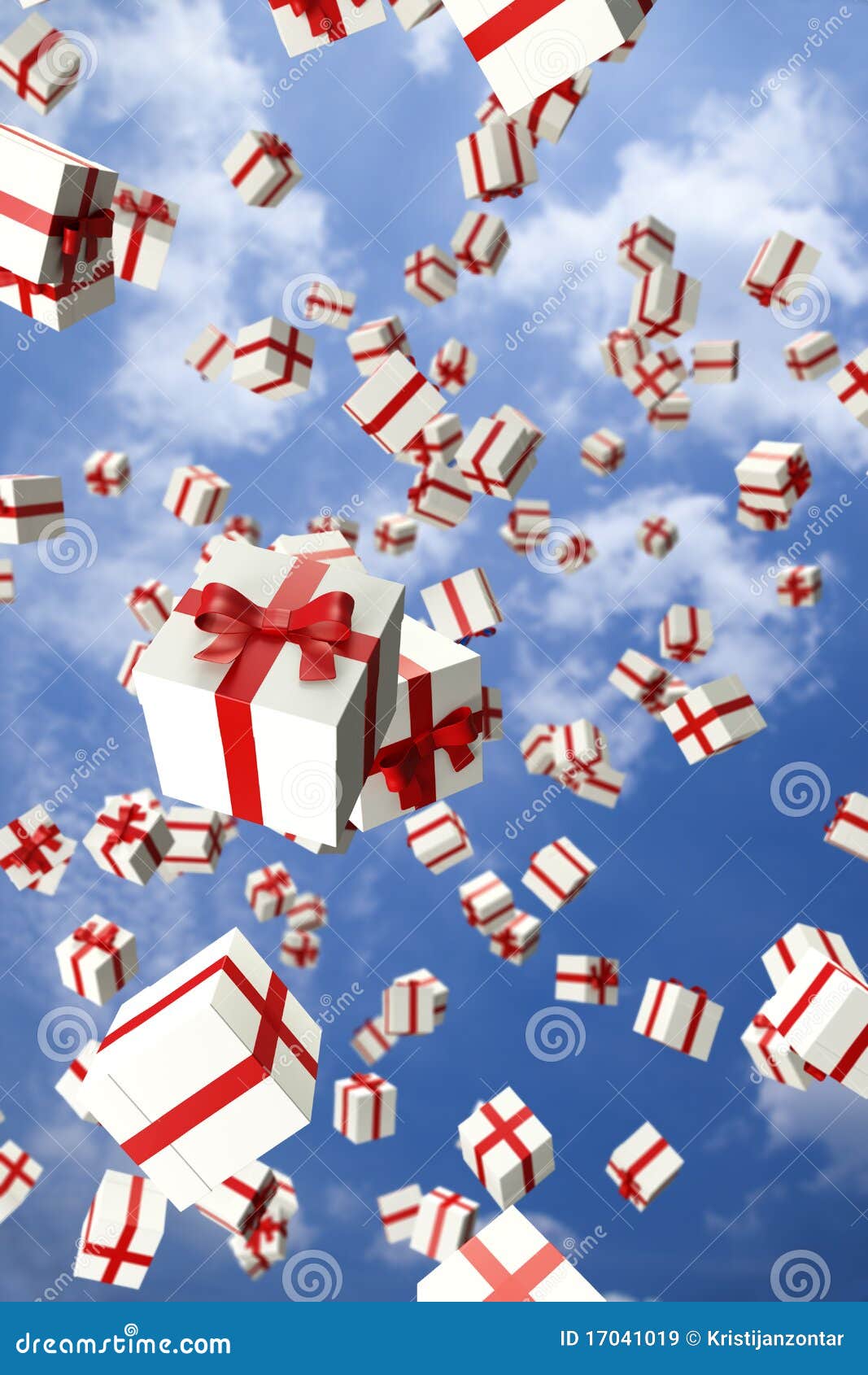 Lots of White Gift Boxes Flying in the Air Stock Illustration ...