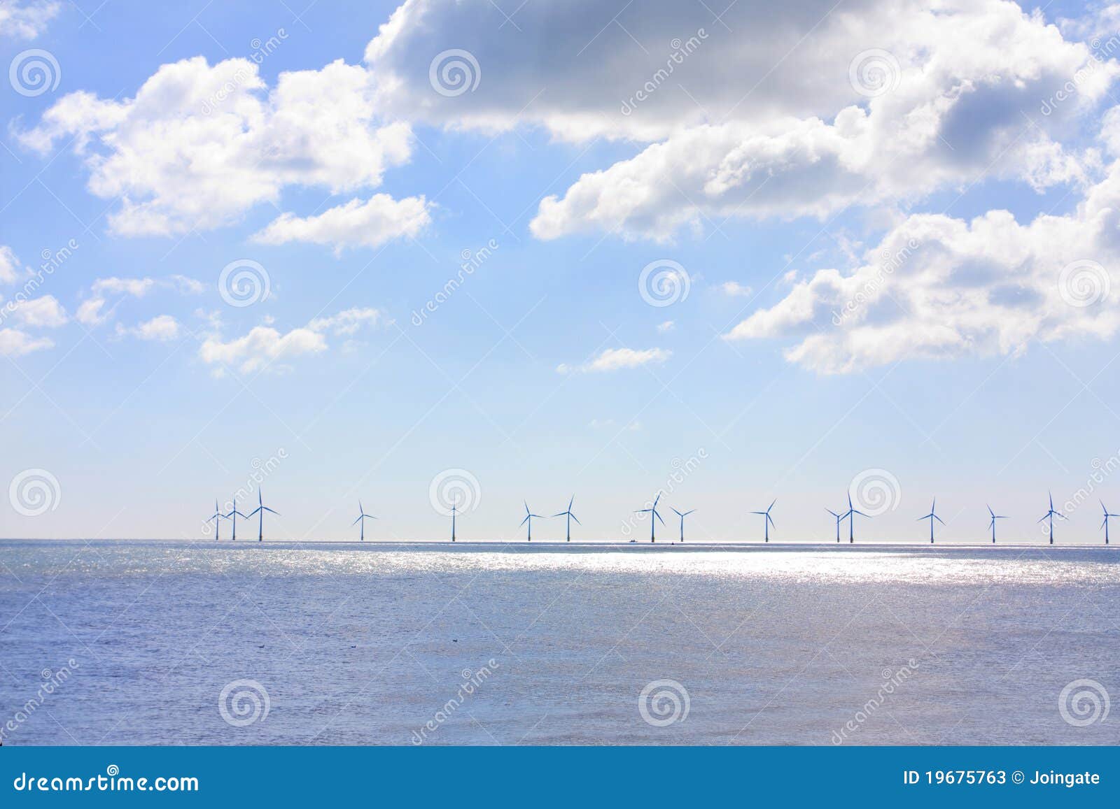 Lots of Wind Turbines in a Row Stock Image - Image of cloudscape ...
