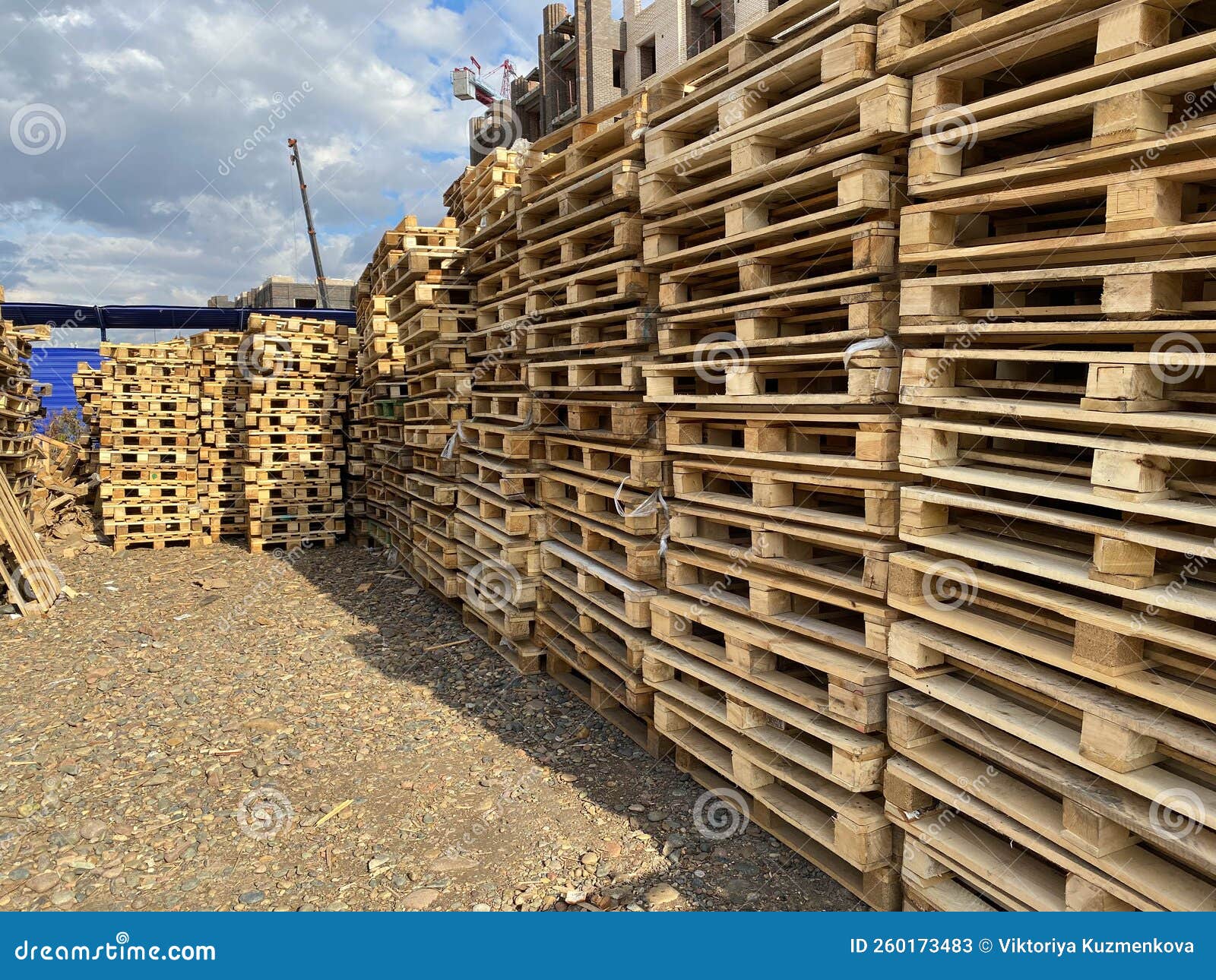 Lots of Wooden Pallets. Stacks of Pallets Stock Image - Image of ...