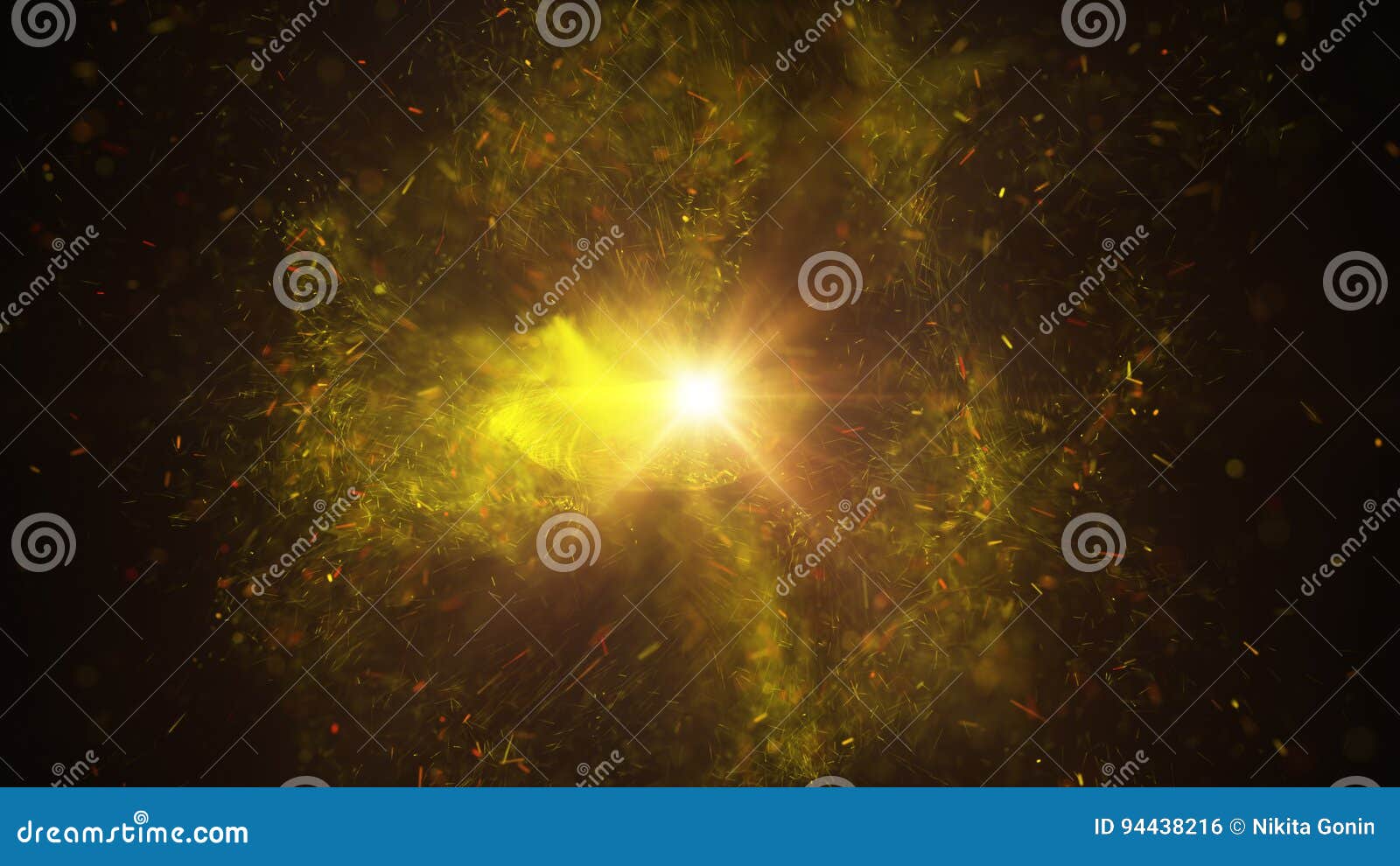 Lots of Yellow Particles and Flashing Light Abstract Background Stock ...
