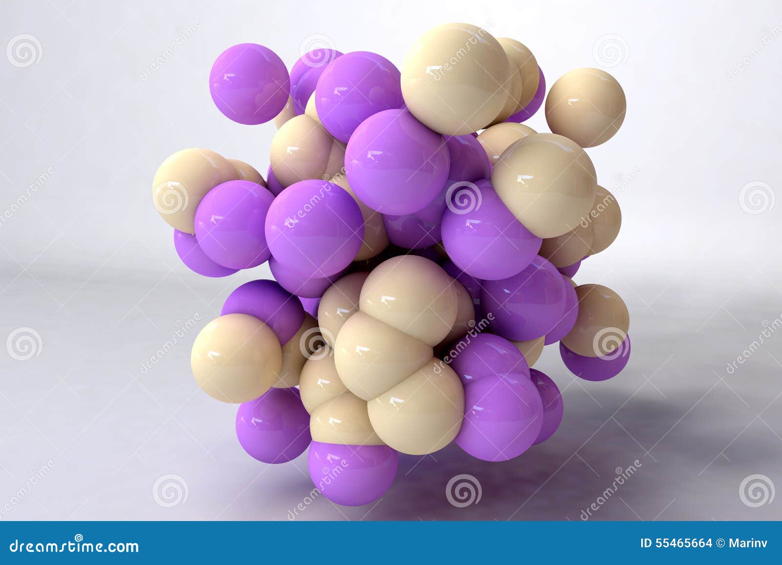Lots of Yellow and Purple Balls Interact Like Molecules Stock ...