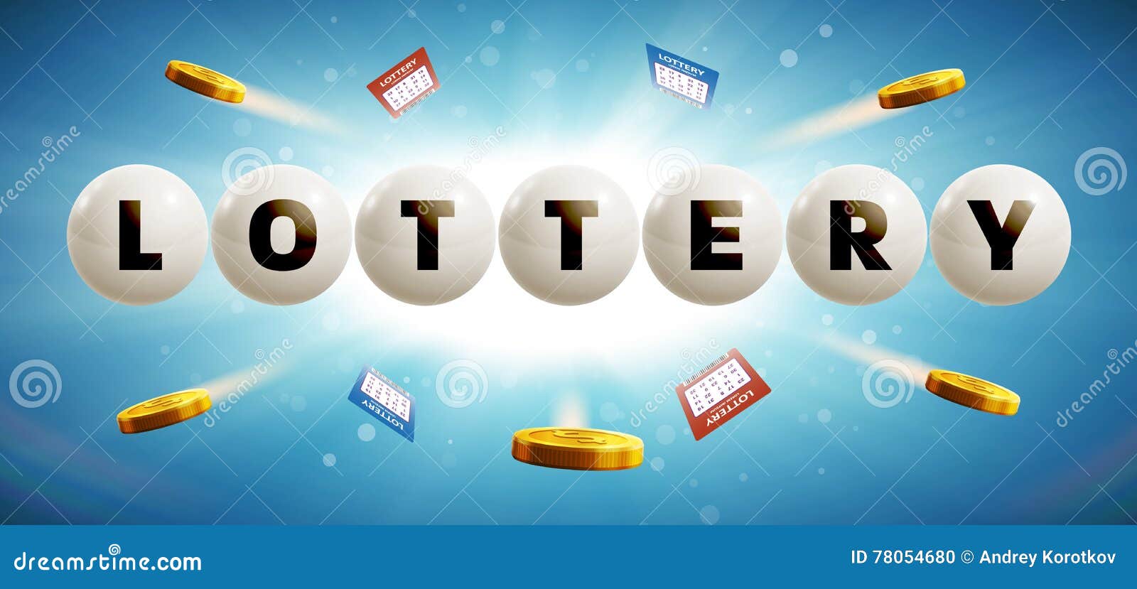 Lottery Balls on Blue Glowing Background with Tickets a Stock Vector ...