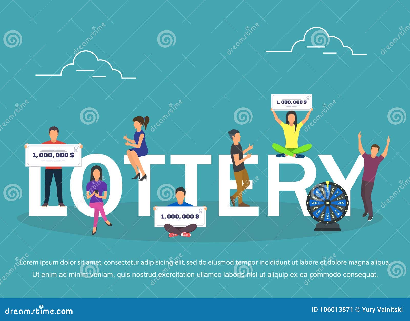 Lottery Concept Set with Winning Combinations Flat Design Stock Vector ...
