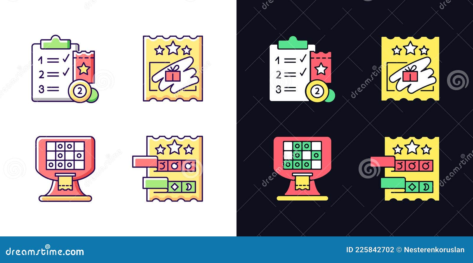 Lottery Conduction Light and Dark Theme RGB Color Icons Set Stock ...