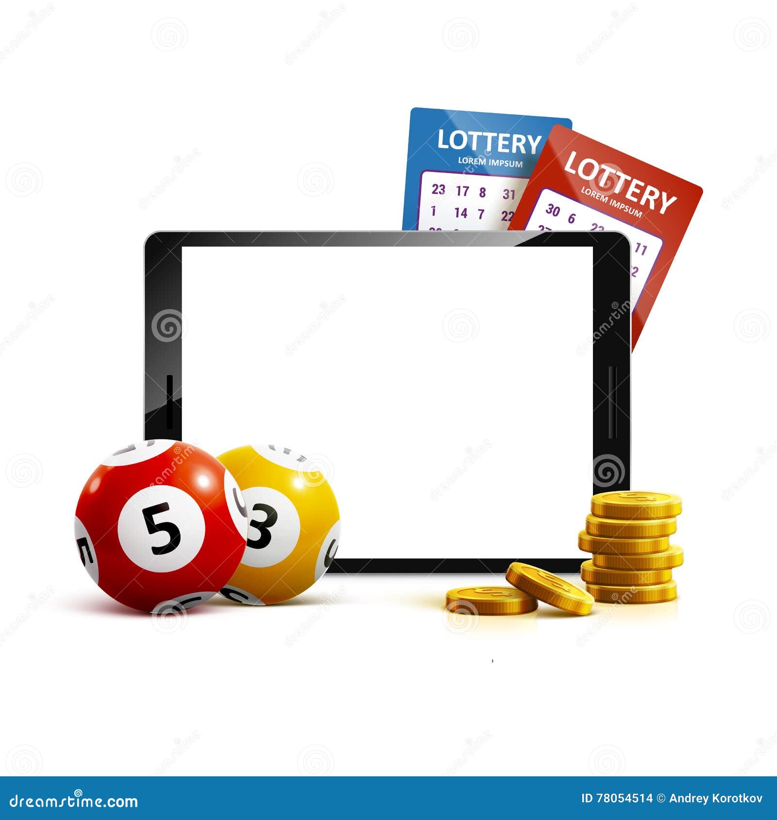 Lottery 3d Icon Balls Ticket Phone on White Vector Stock Vector ...