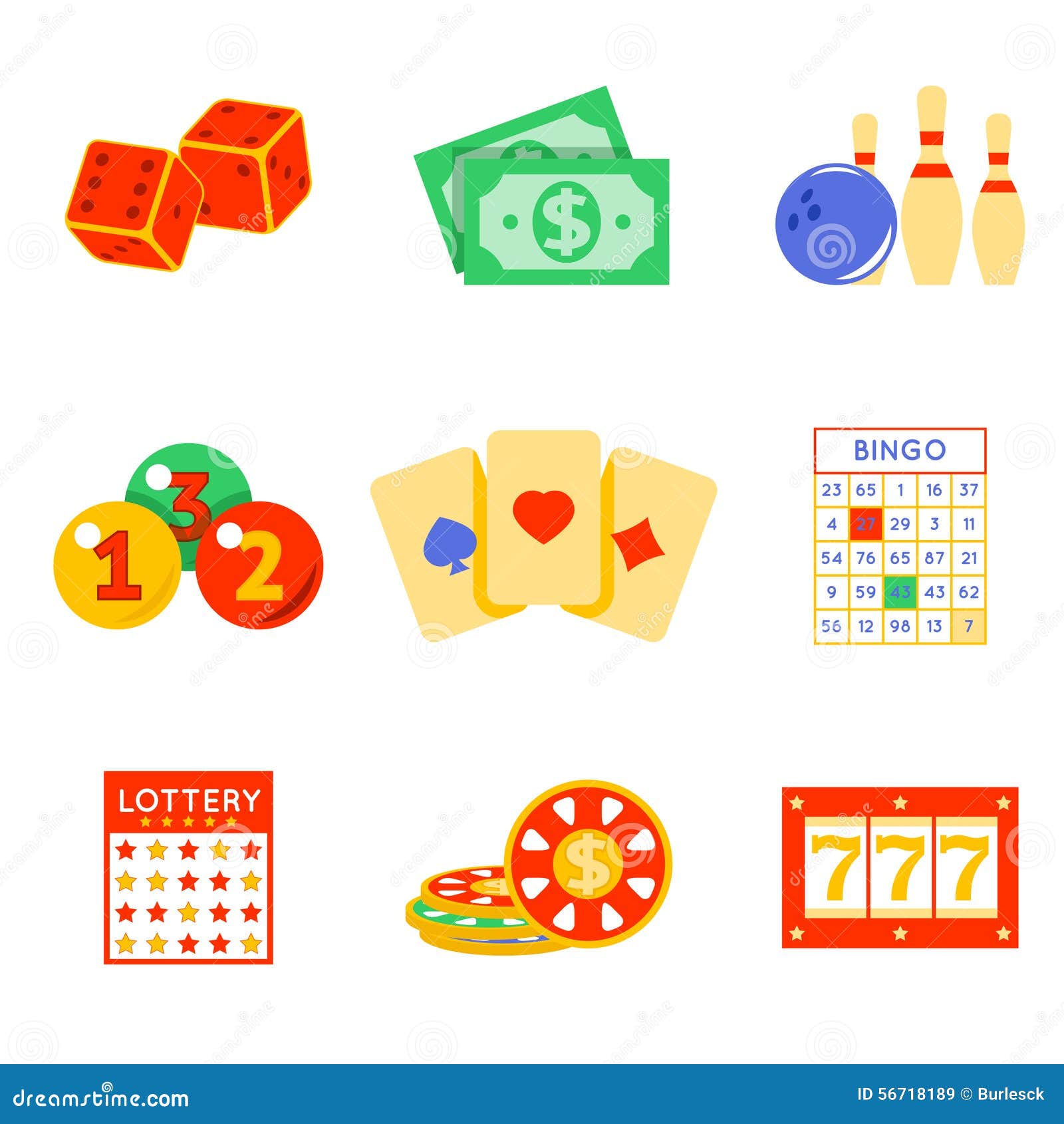 Lottery flat icon set stock vector. Illustration of badge - 56718189