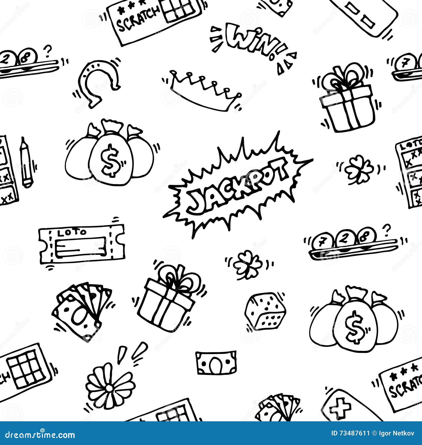 Lottery Game Pattern with Balls and Cards. Stock Vector - Illustration ...