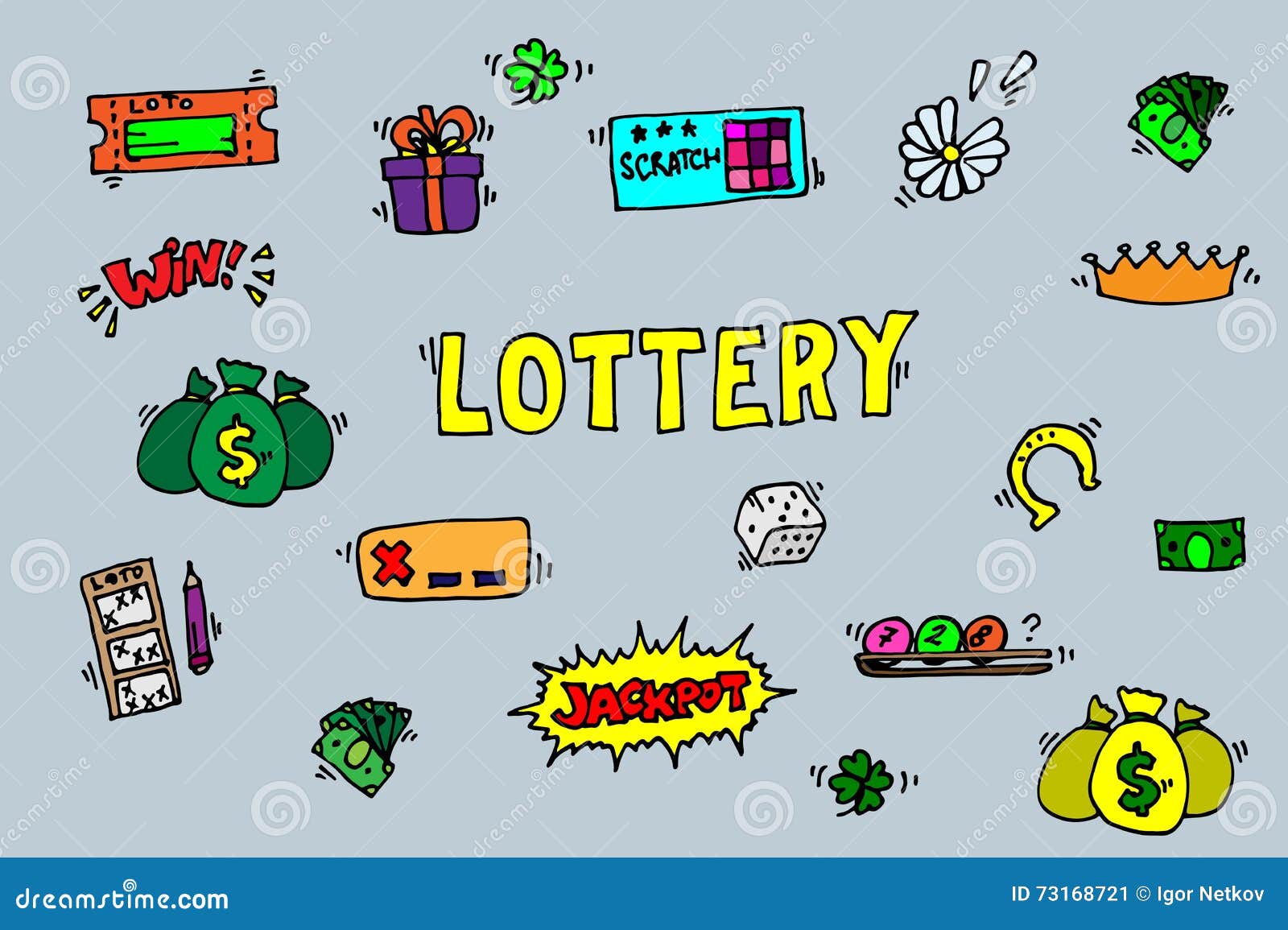 Lottery icons set stock vector. Illustration of fingers - 73168721