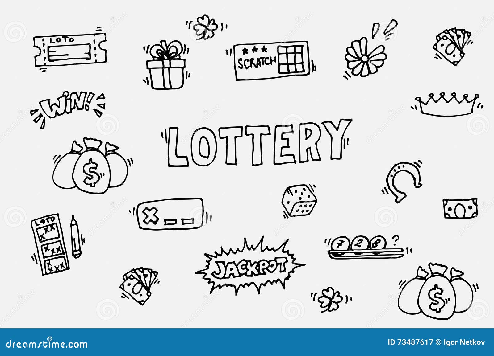 Lottery icons set stock vector. Illustration of concept - 73487617