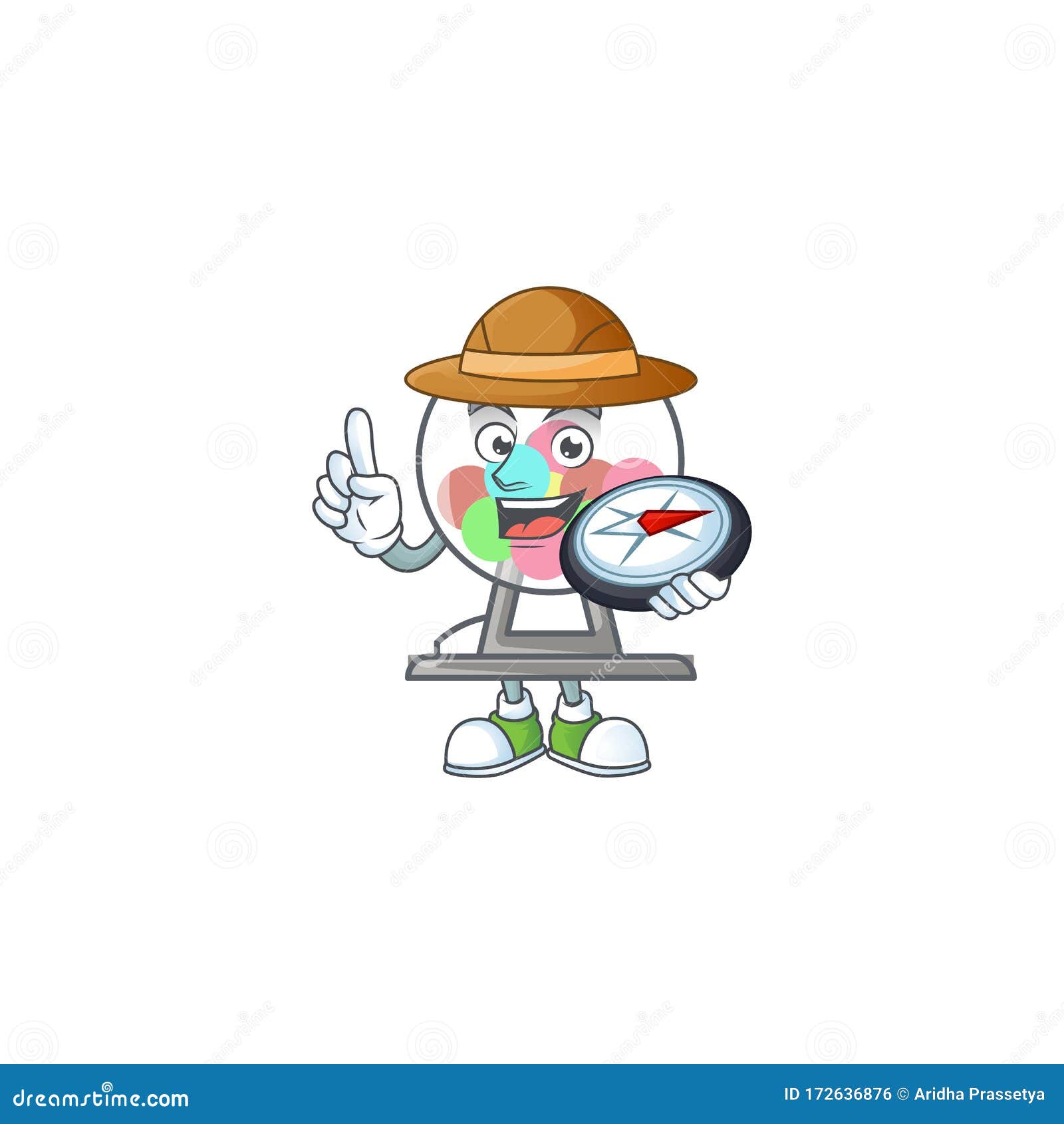 A Lottery Machine Ball Explorer Cartoon Design Having a Compass Stock ...