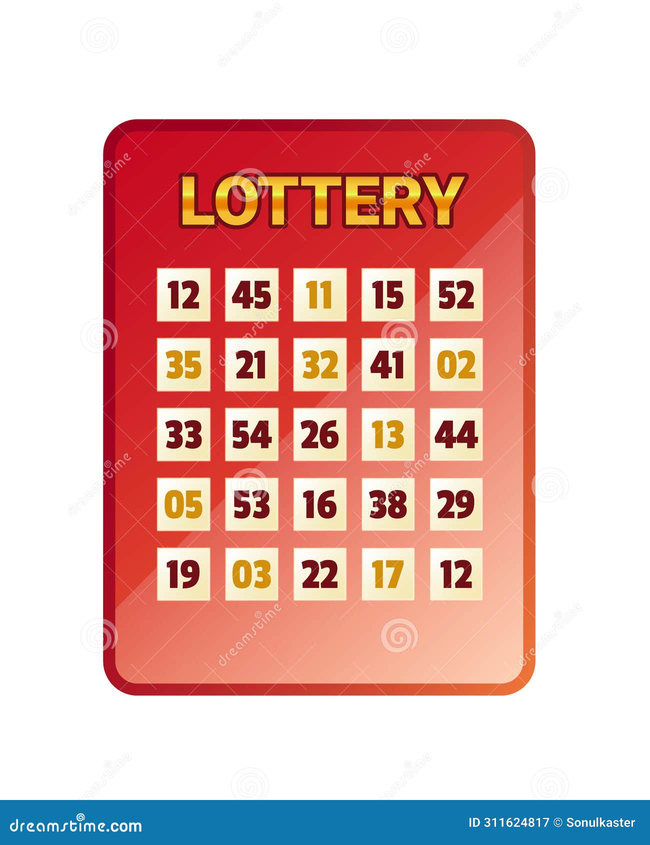 A Lottery Number Selection Card Stock Vector - Illustration of game ...