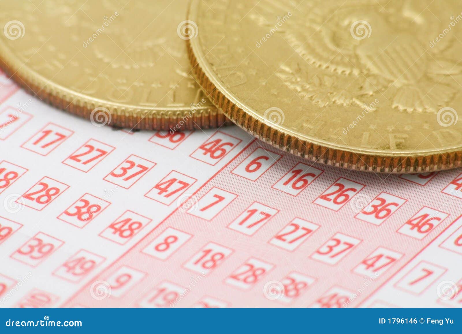 Lottery Ticket and coins stock photo. Image of gambling - 1796146
