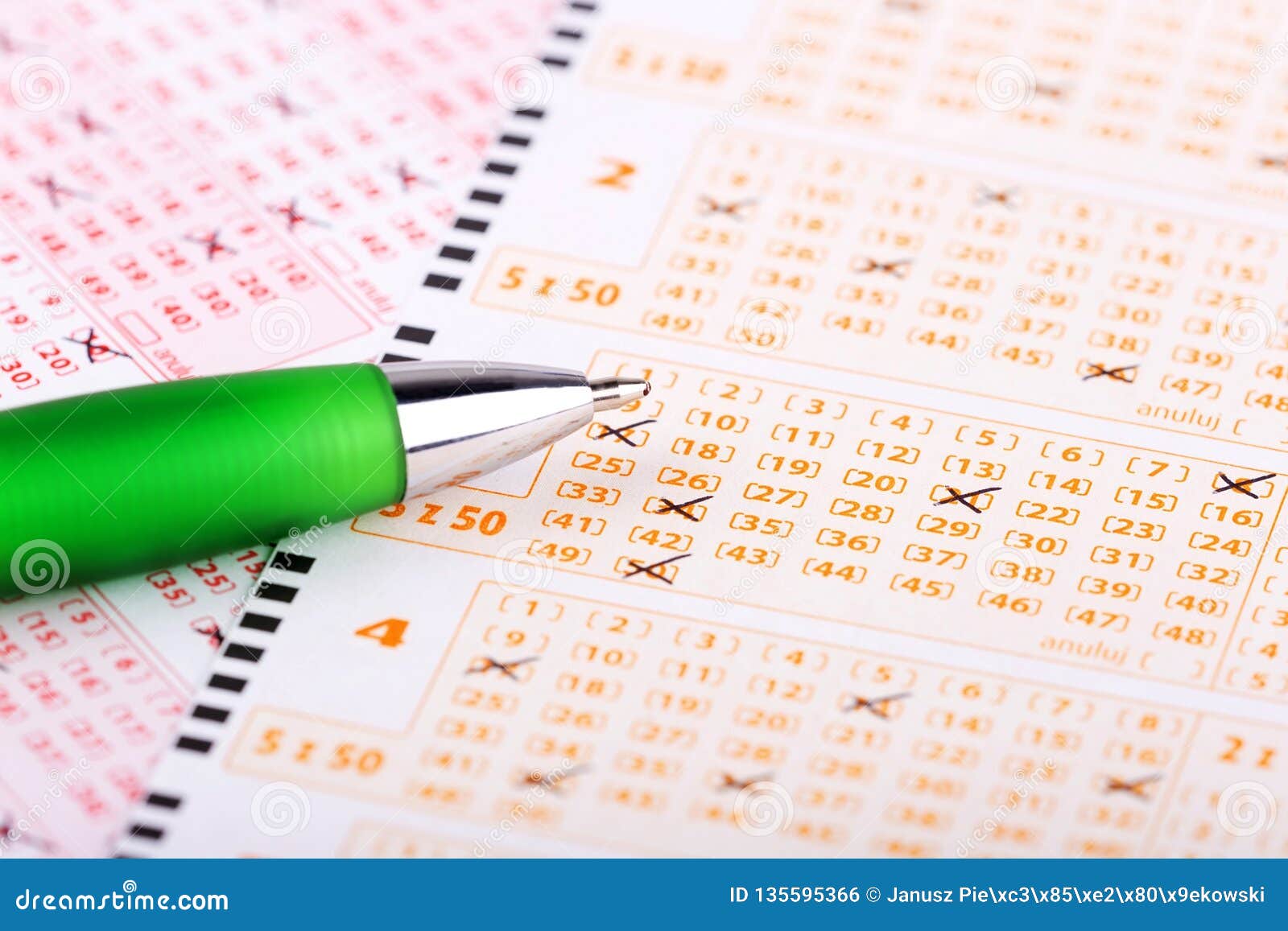 Lottery ticket with a pen stock photo. Image of lotto - 135595366