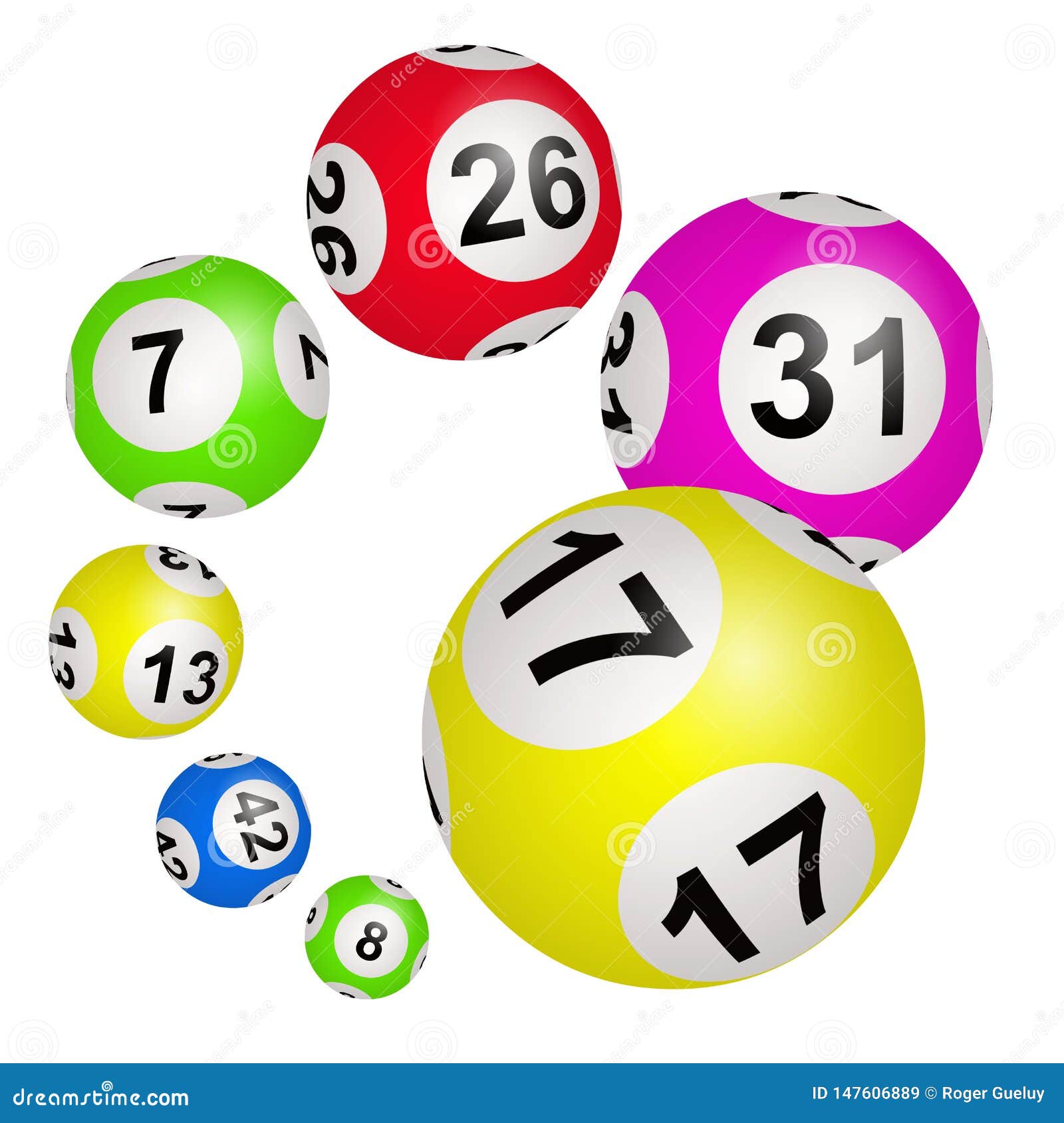 Lotto Balls on a White Background Stock Illustration - Illustration of ...