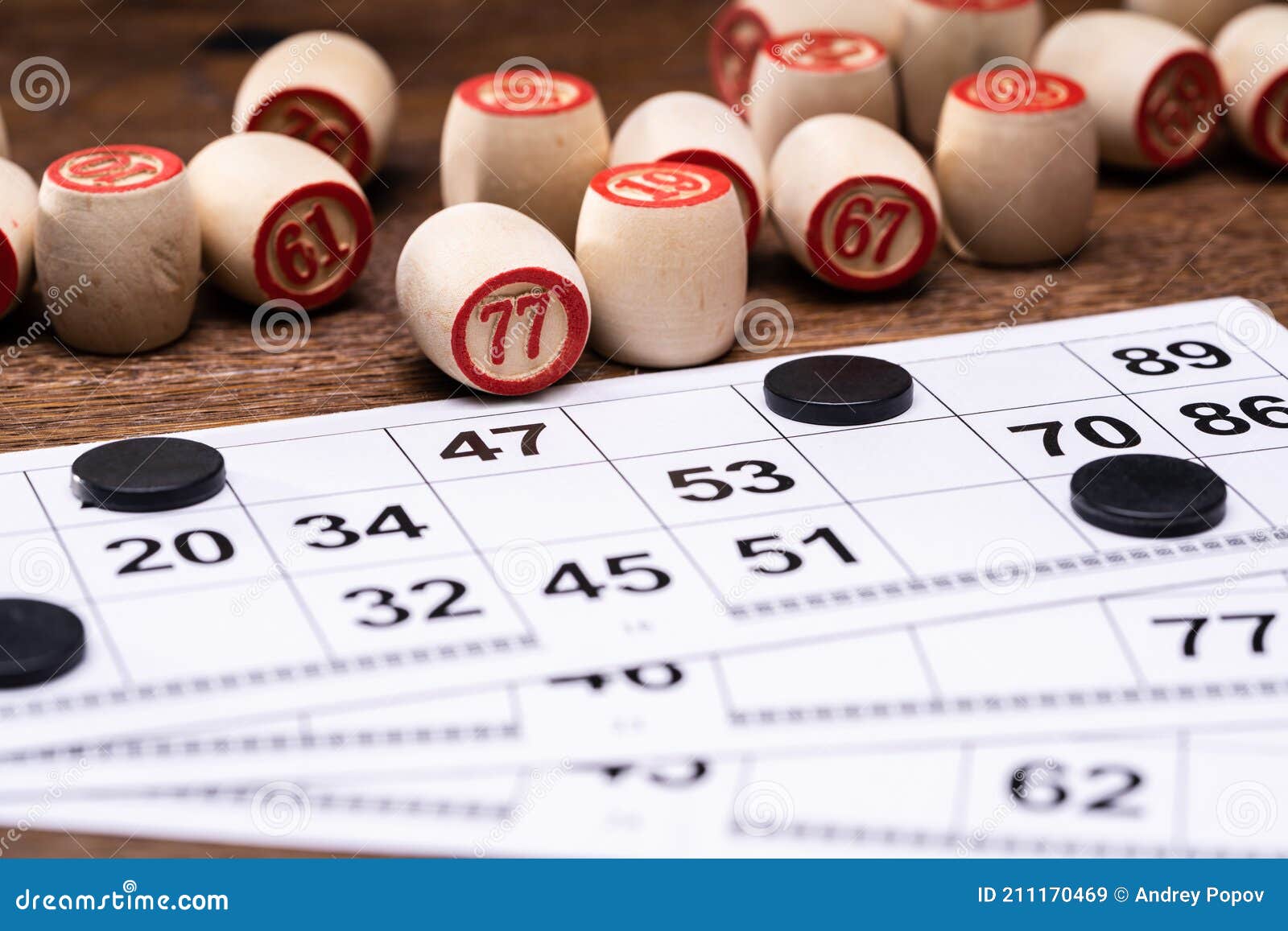 Lotto Game with Cards and Barrels Stock Image - Image of wooden ...