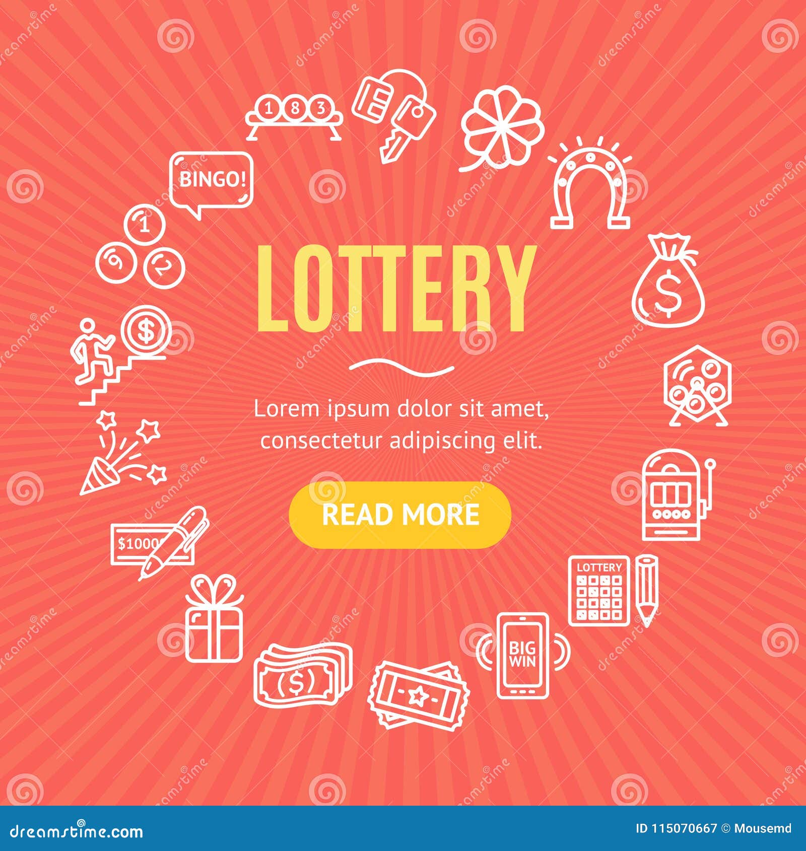 Lotto Signs Round Design Template Line Icon Concept. Vector ...