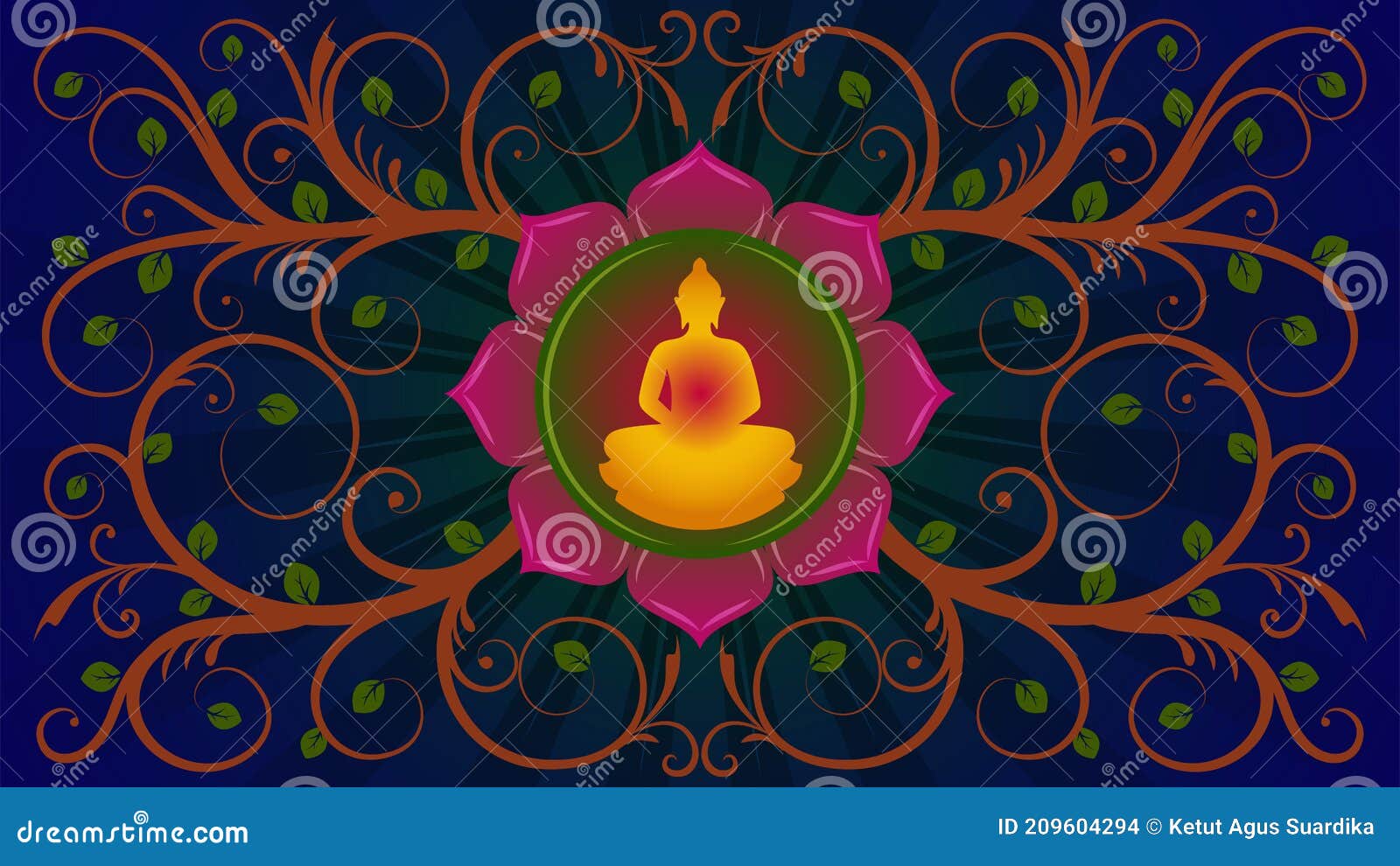 Buddhist Spiritual Symbol Meditating Buddha Position Silhouette Inside ...