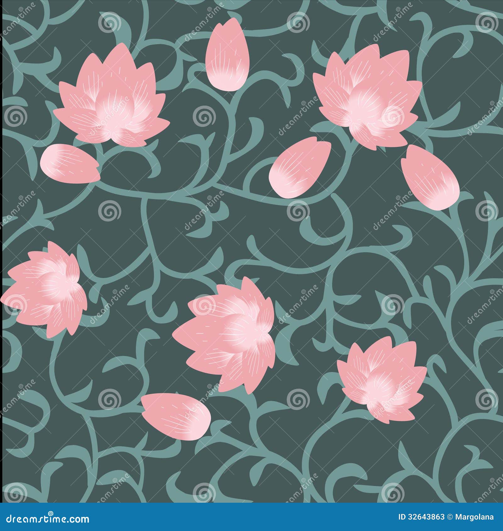 Lotus Abstract Pattern Seamless Stock Vector - Illustration of ...