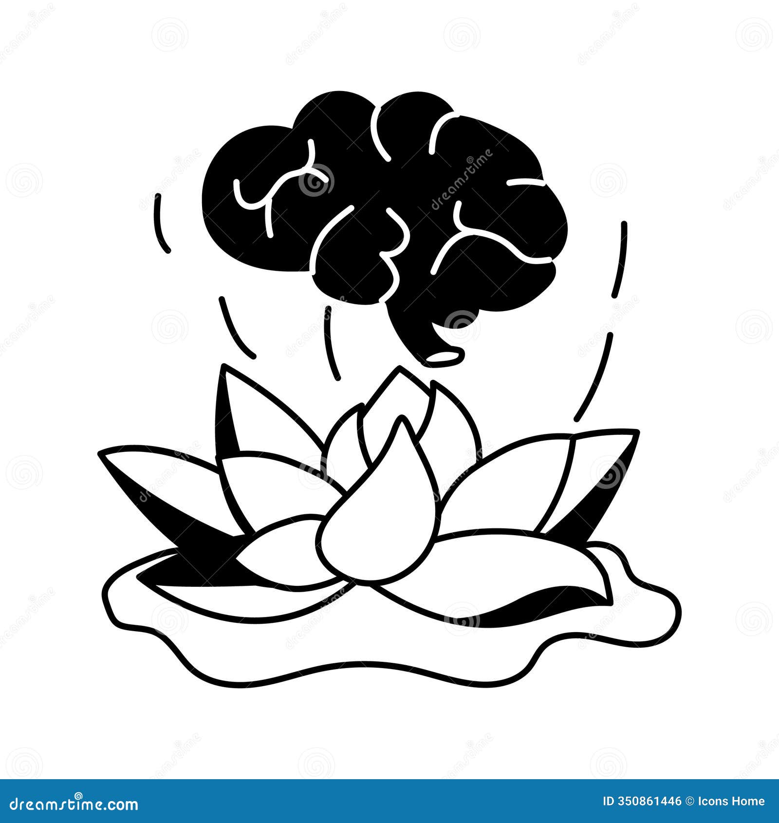 Lotus and Brain Showing Mindfulness and Managing Mental Stress Stock ...