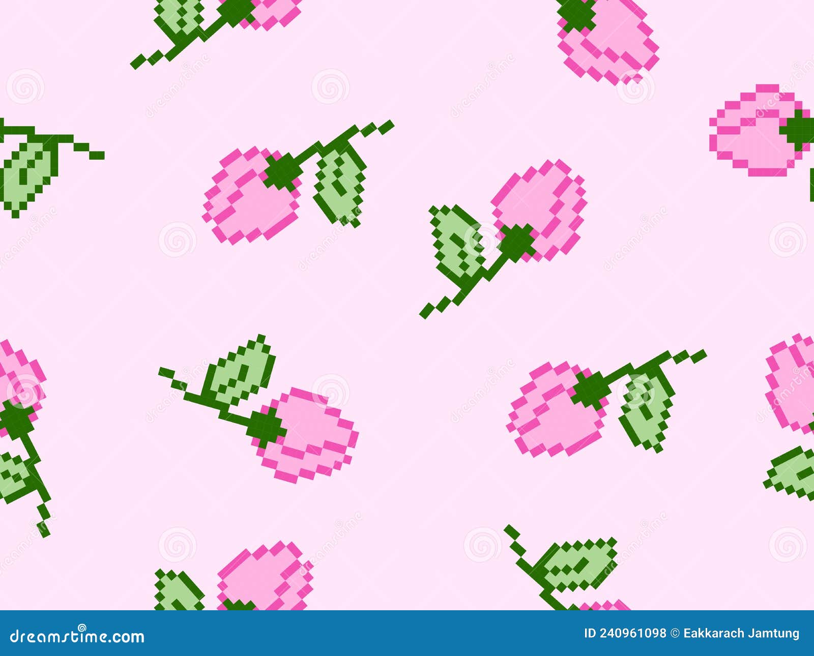 Lotus Cartoon Character on Pixel Style Pink Background Stock ...