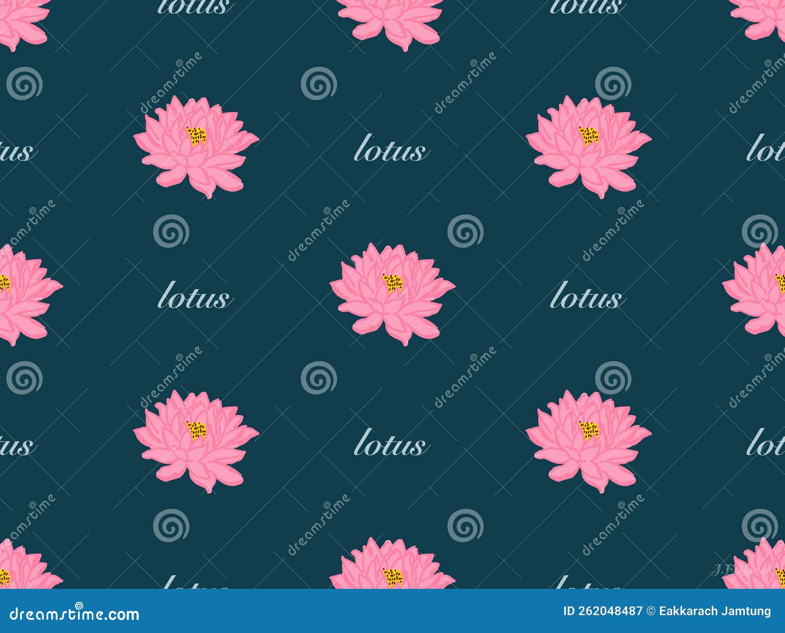 Lotus Seamless Pattern on Green Background Stock Vector - Illustration ...