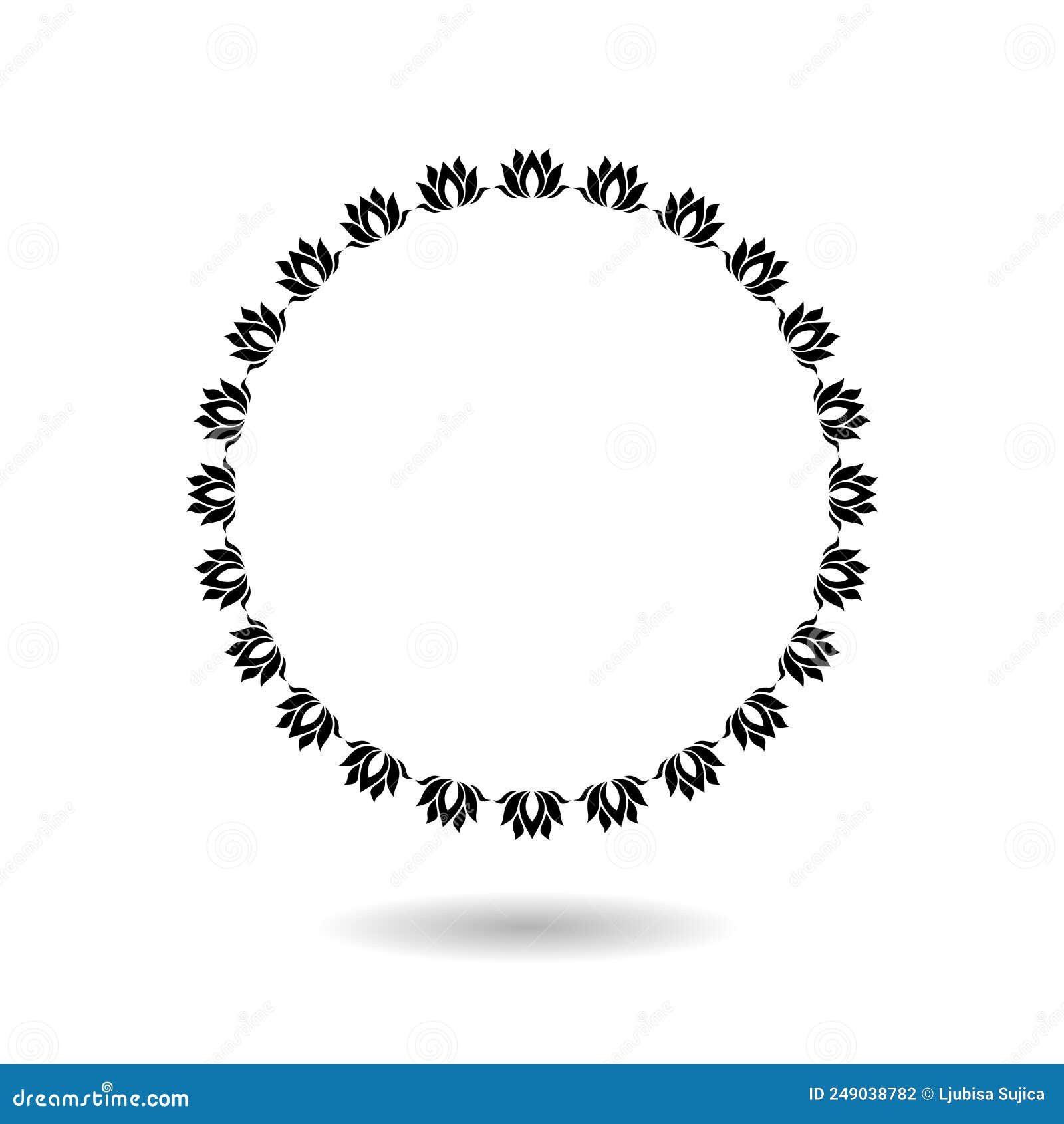 Lotus Circle Frame with Shadow Stock Vector - Illustration of pattern ...
